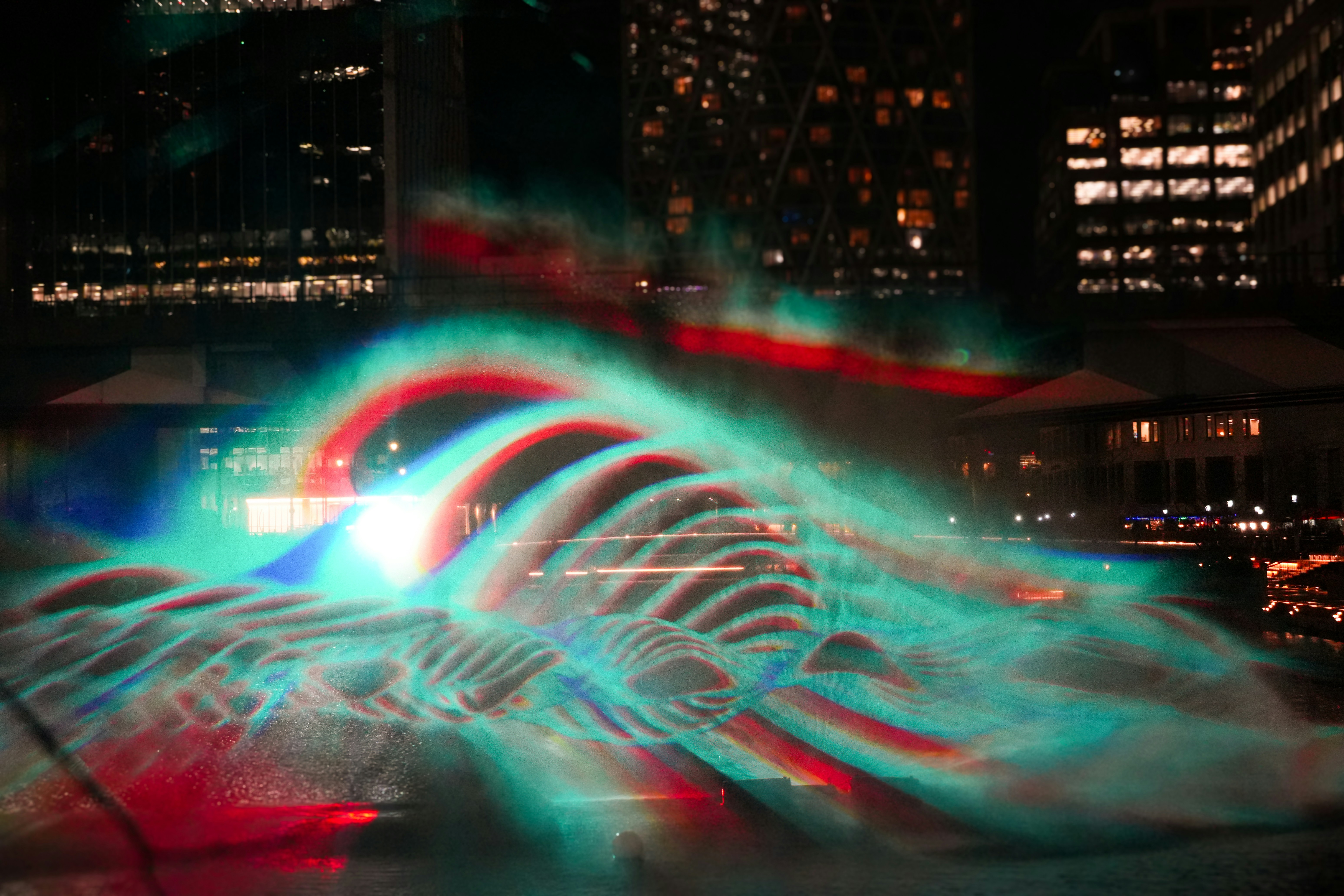 Neon Vapor over the Waterfront Nightscape