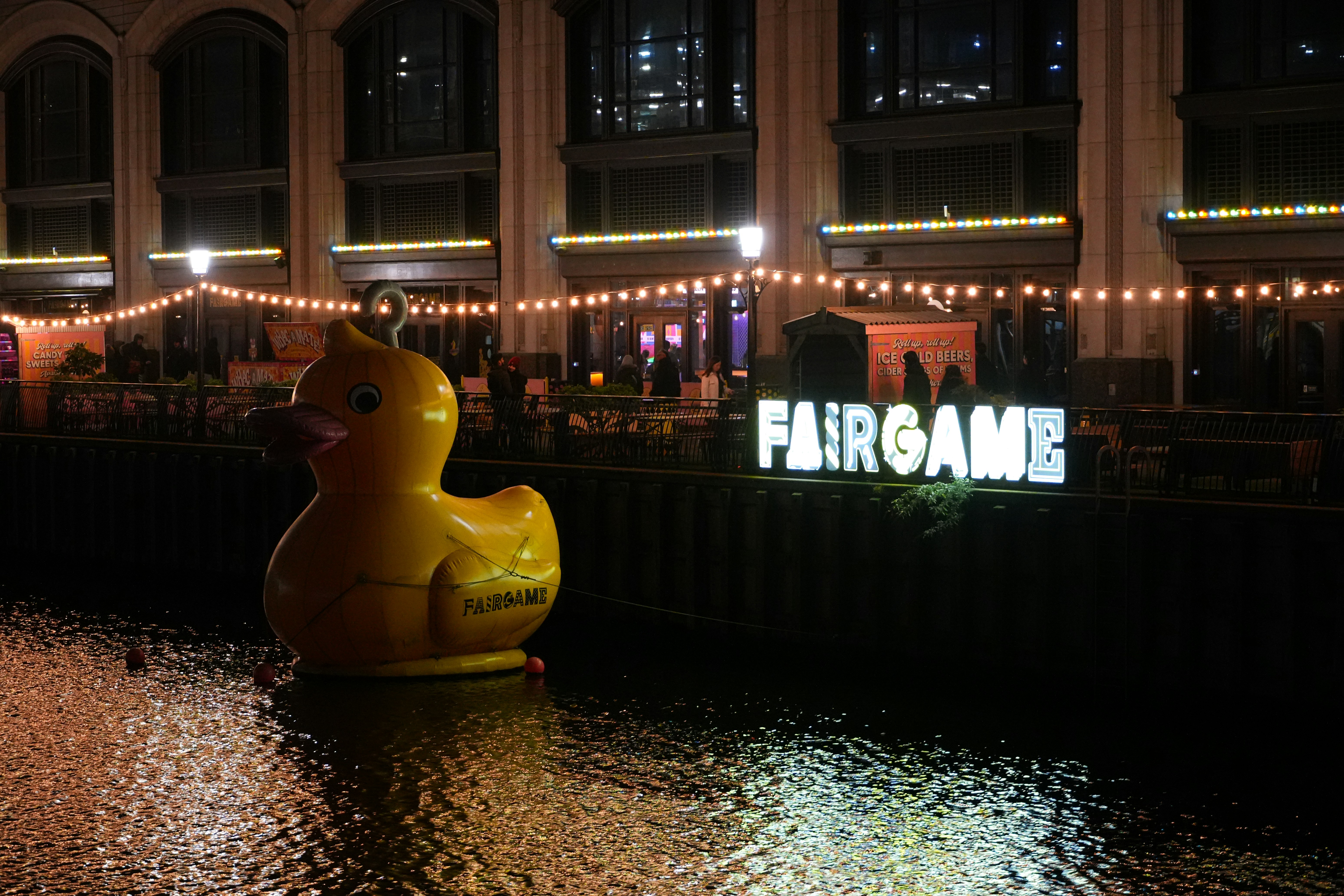 Floating Rubber Duck Neon by the Canalway