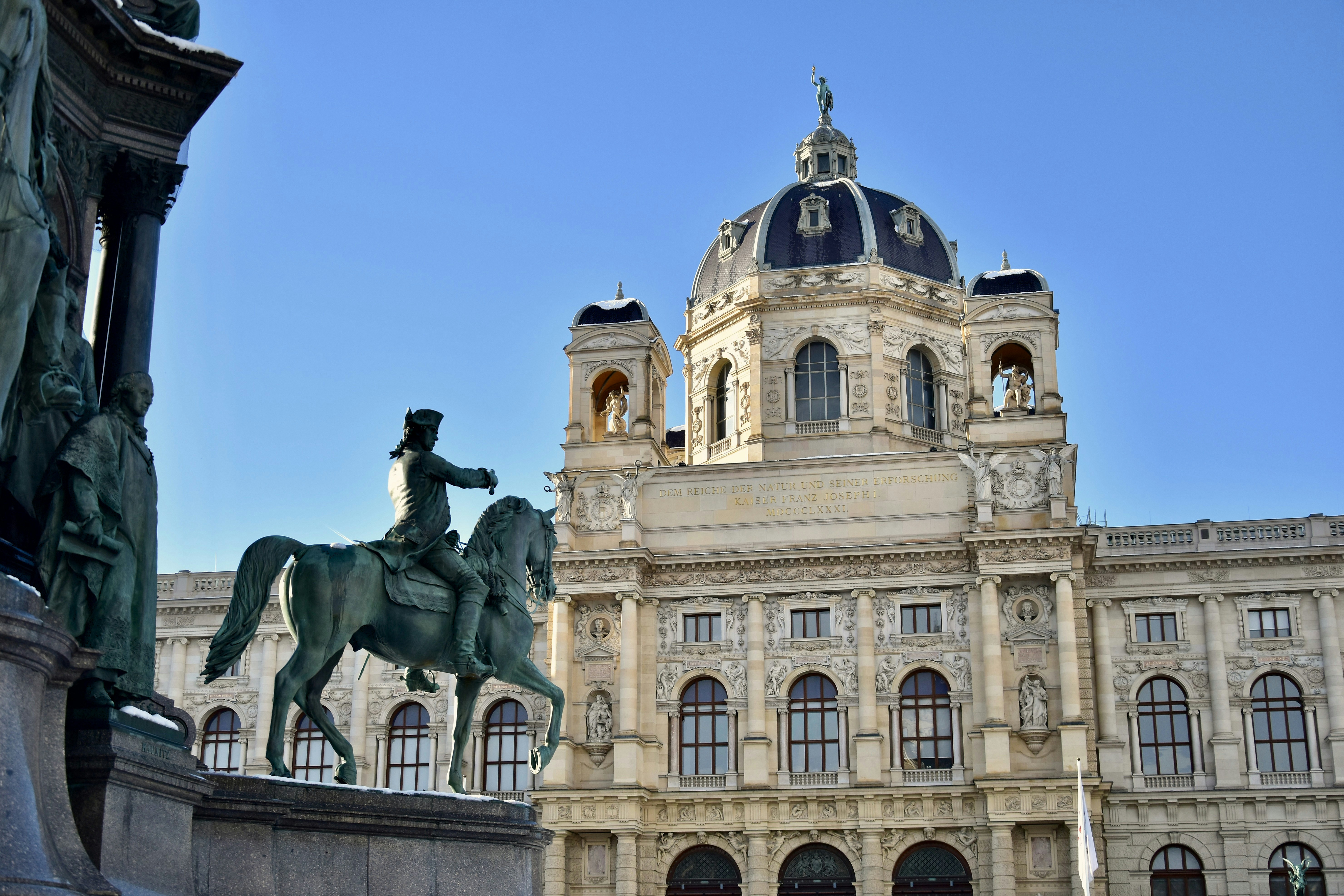 Equestrian Monument Framed by a Baroque Facade