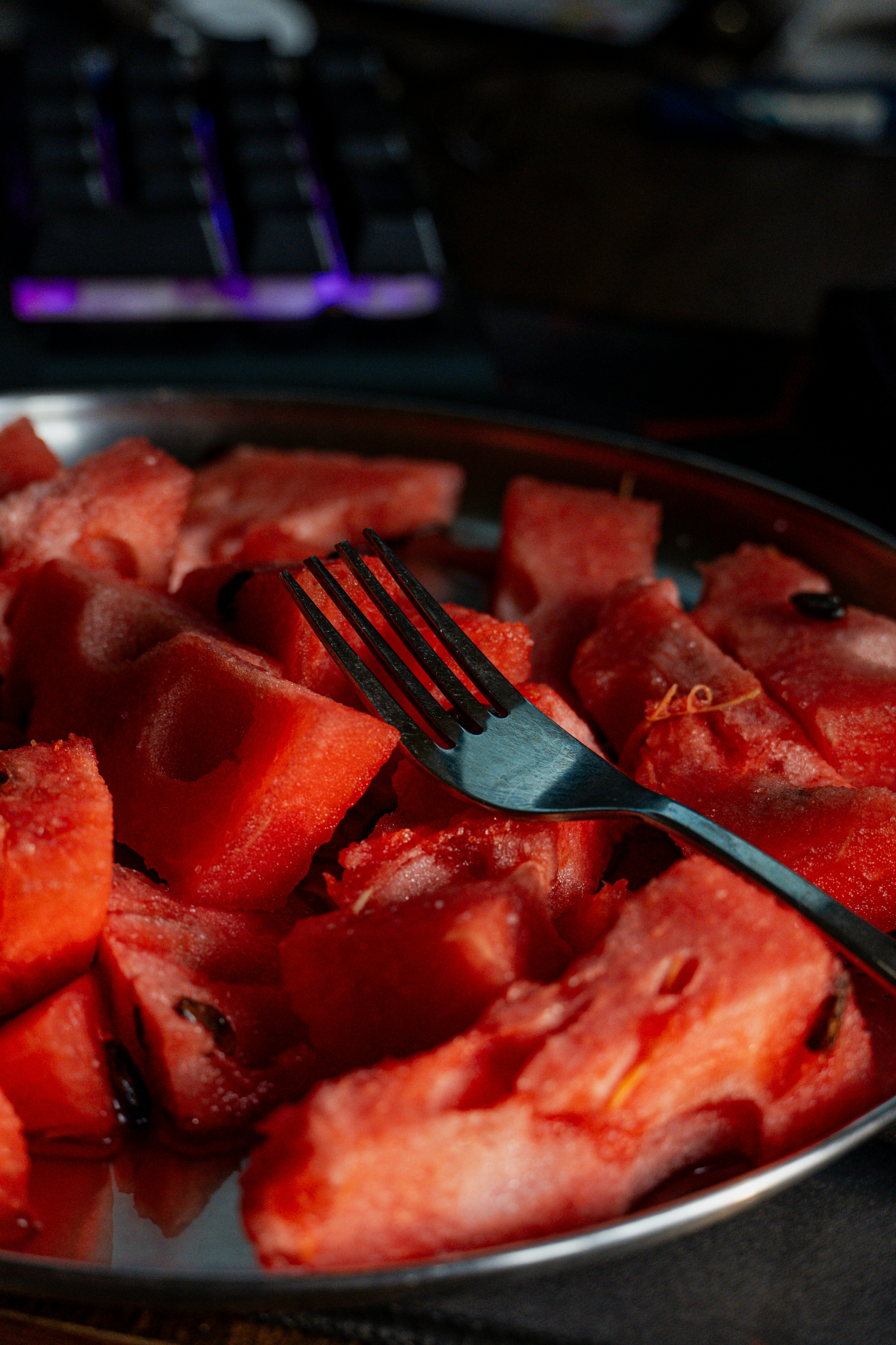 Nibbling on Summer: Red Cubes and a Shiny Fork