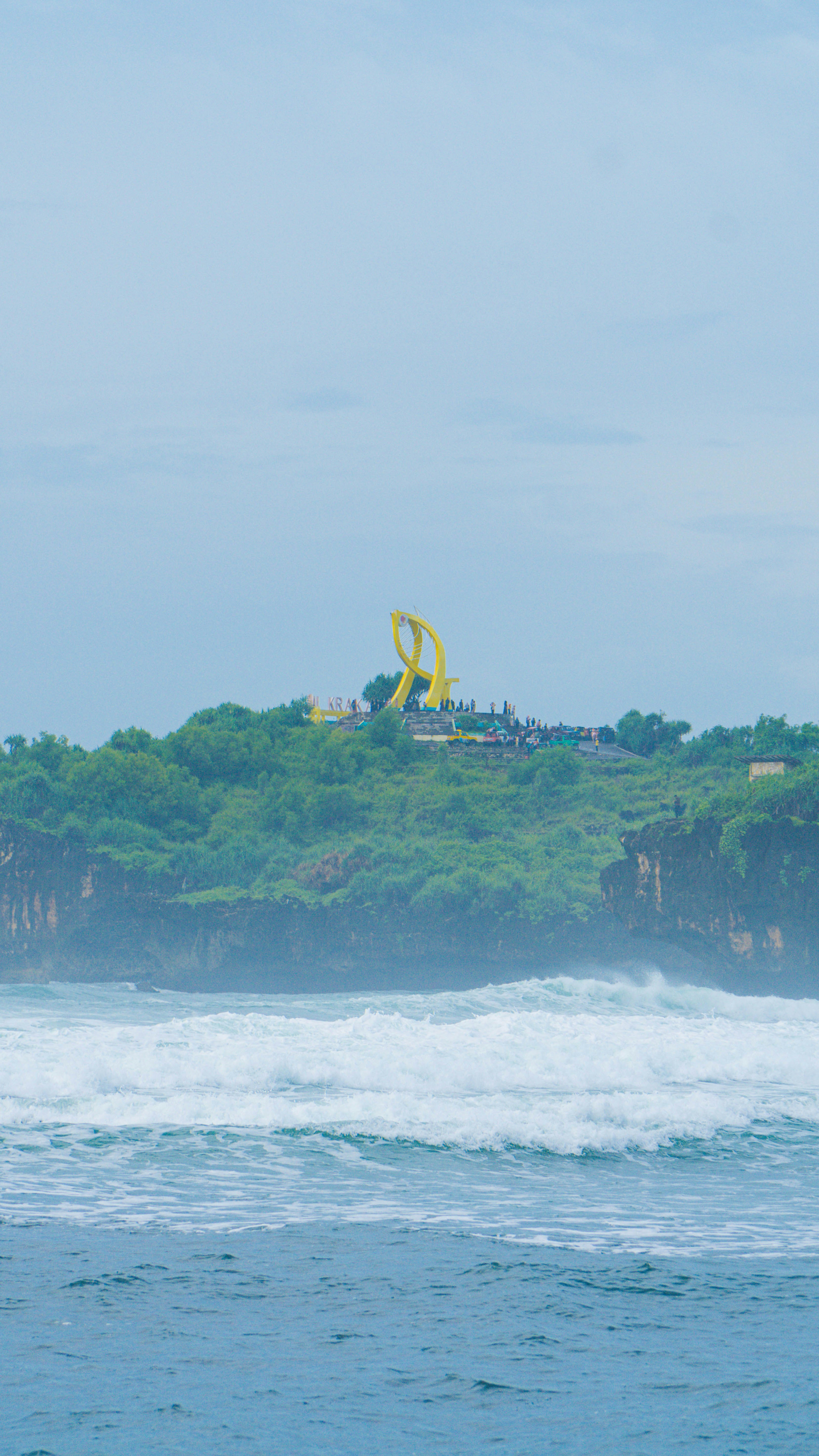 Coastal cliff sculpture on a windy shoreline