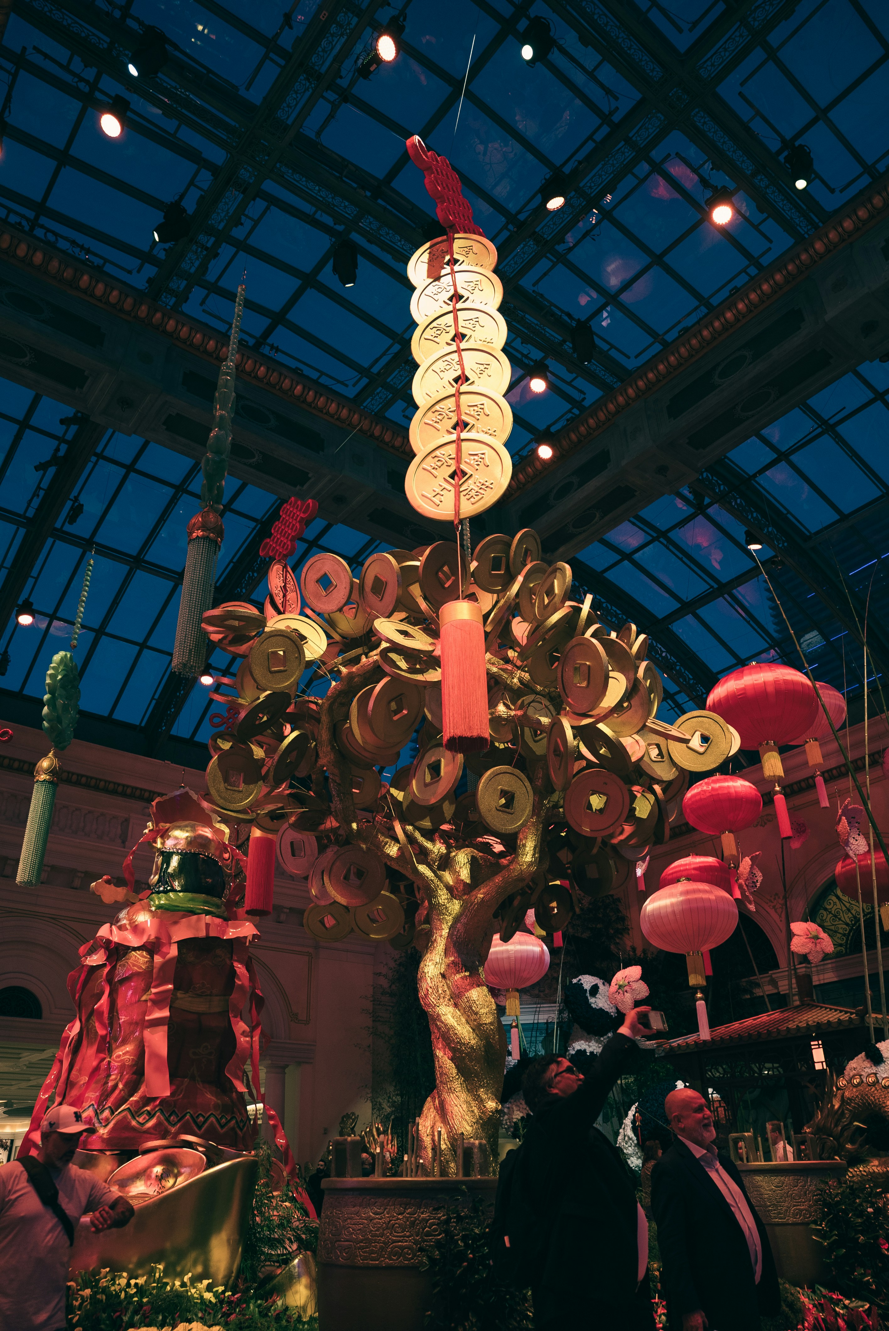 Lantern Tree of Prosperity in a Grand Hall