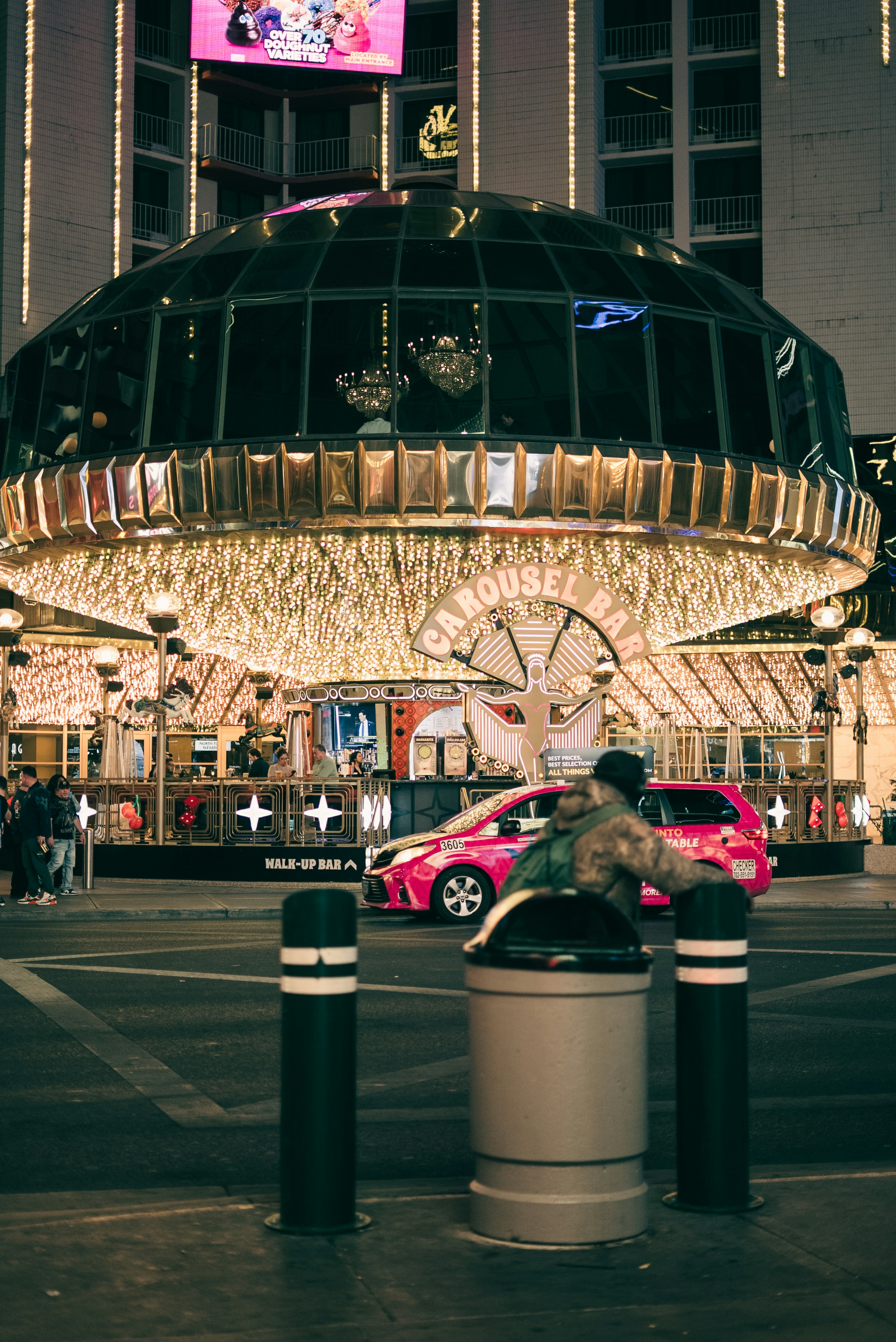 Carousel Dome at Neon Night: A City Stoplight Flash