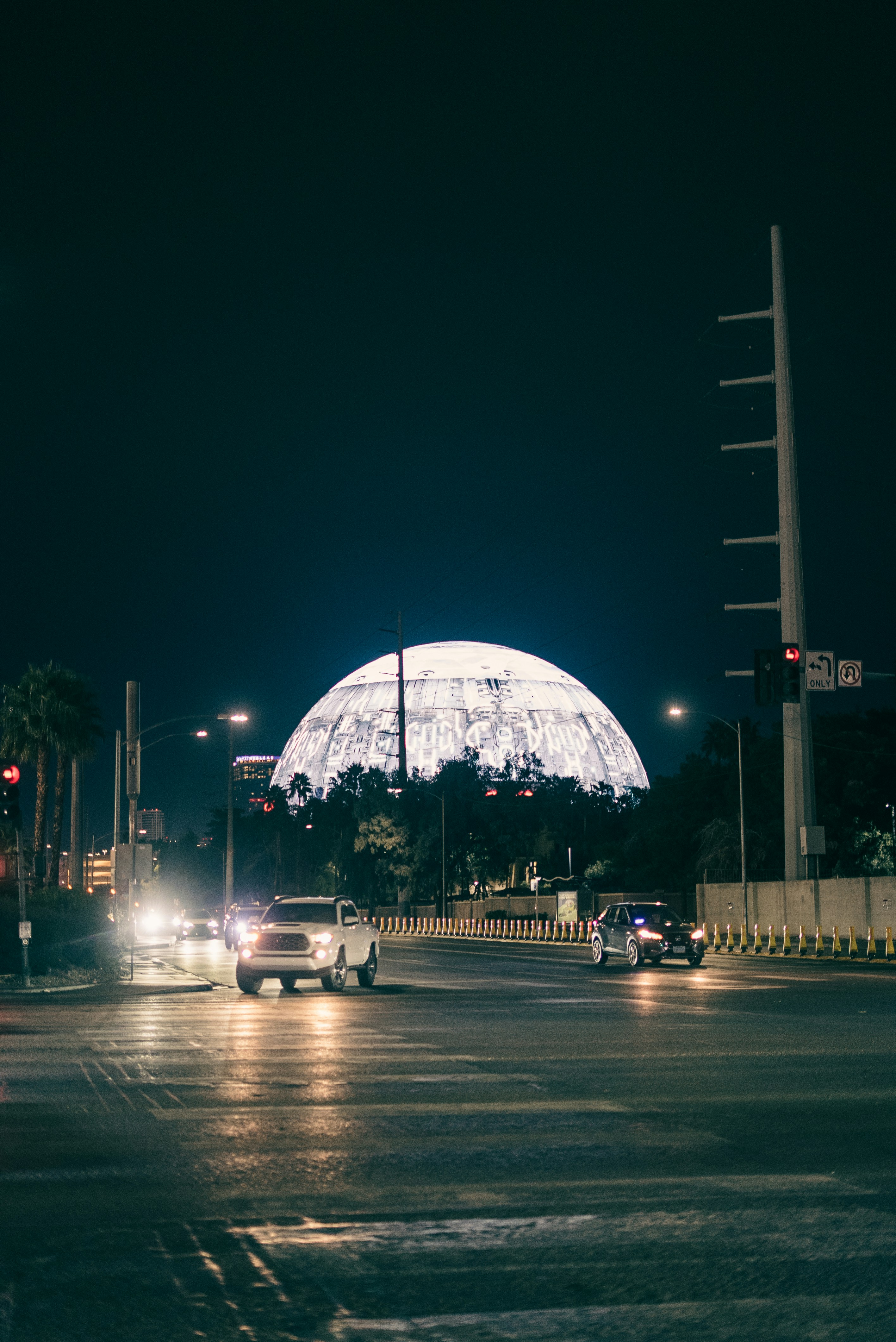 Neon Moon Over the Boulevard: A Night Drive Toward the Dome