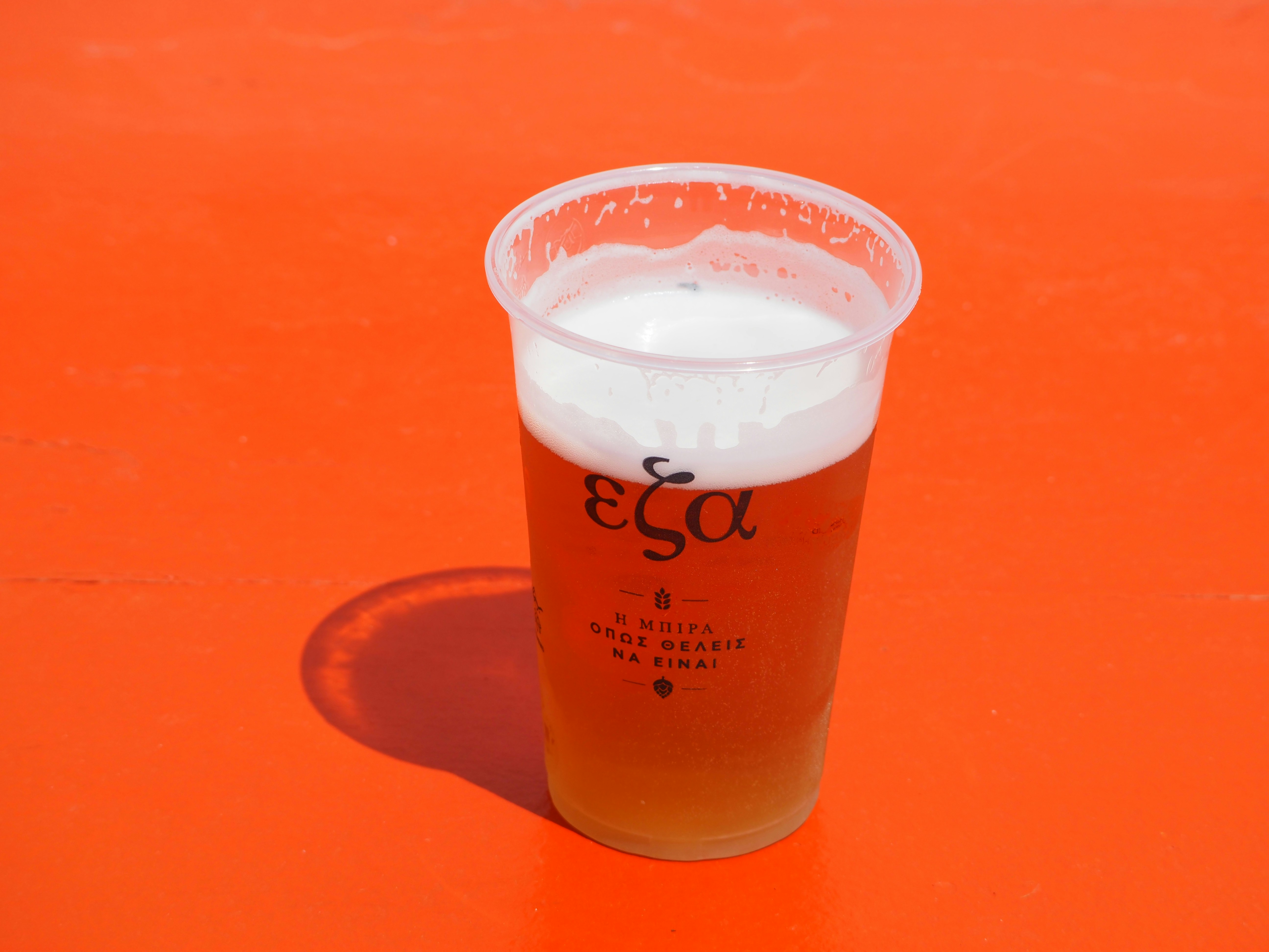 Sunlit Foam: a Solo Glass of IPA on a Neon Table