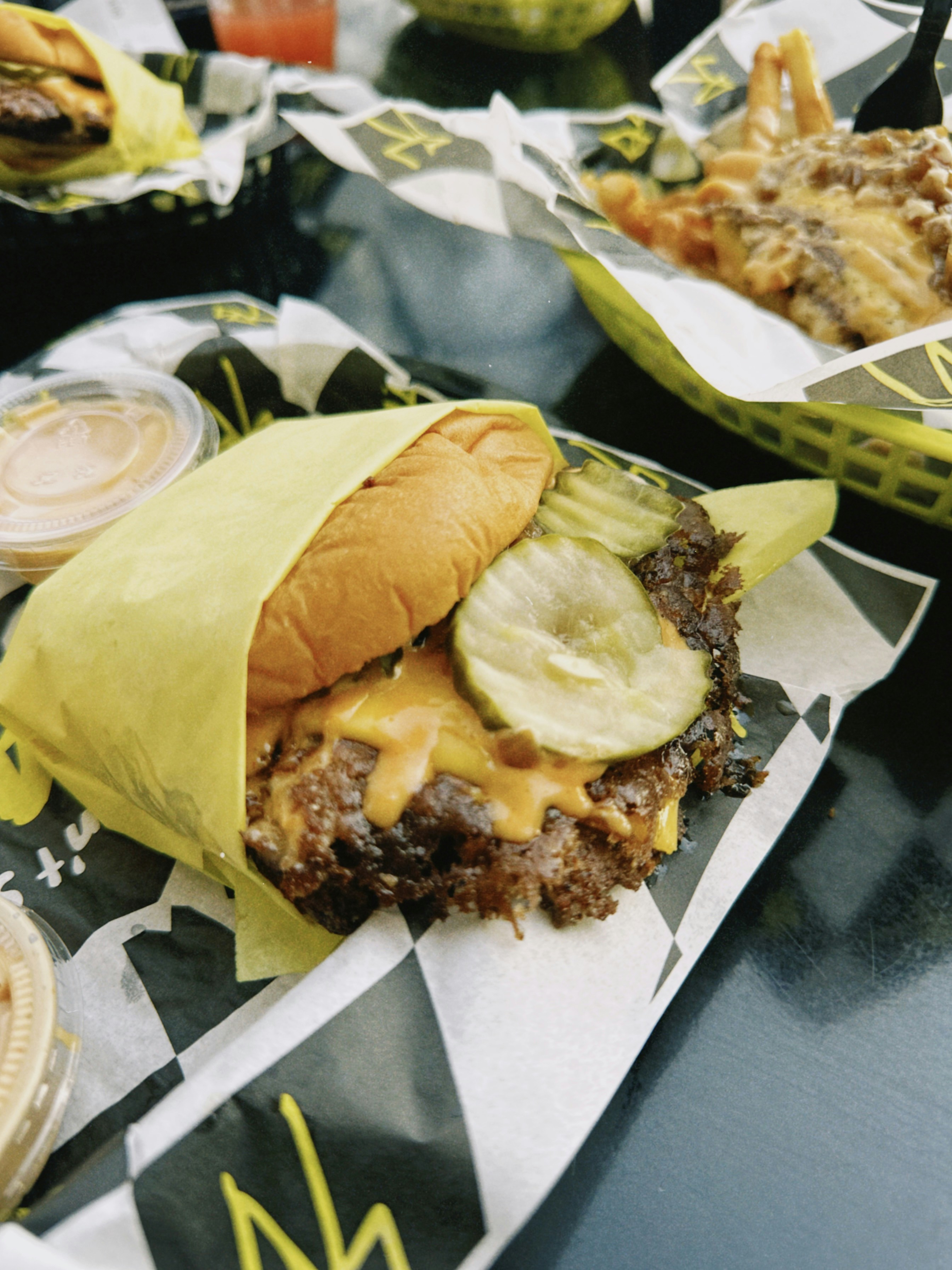 Cheesy Crunch: A Crispy Burger Core with Pickles and Melt
