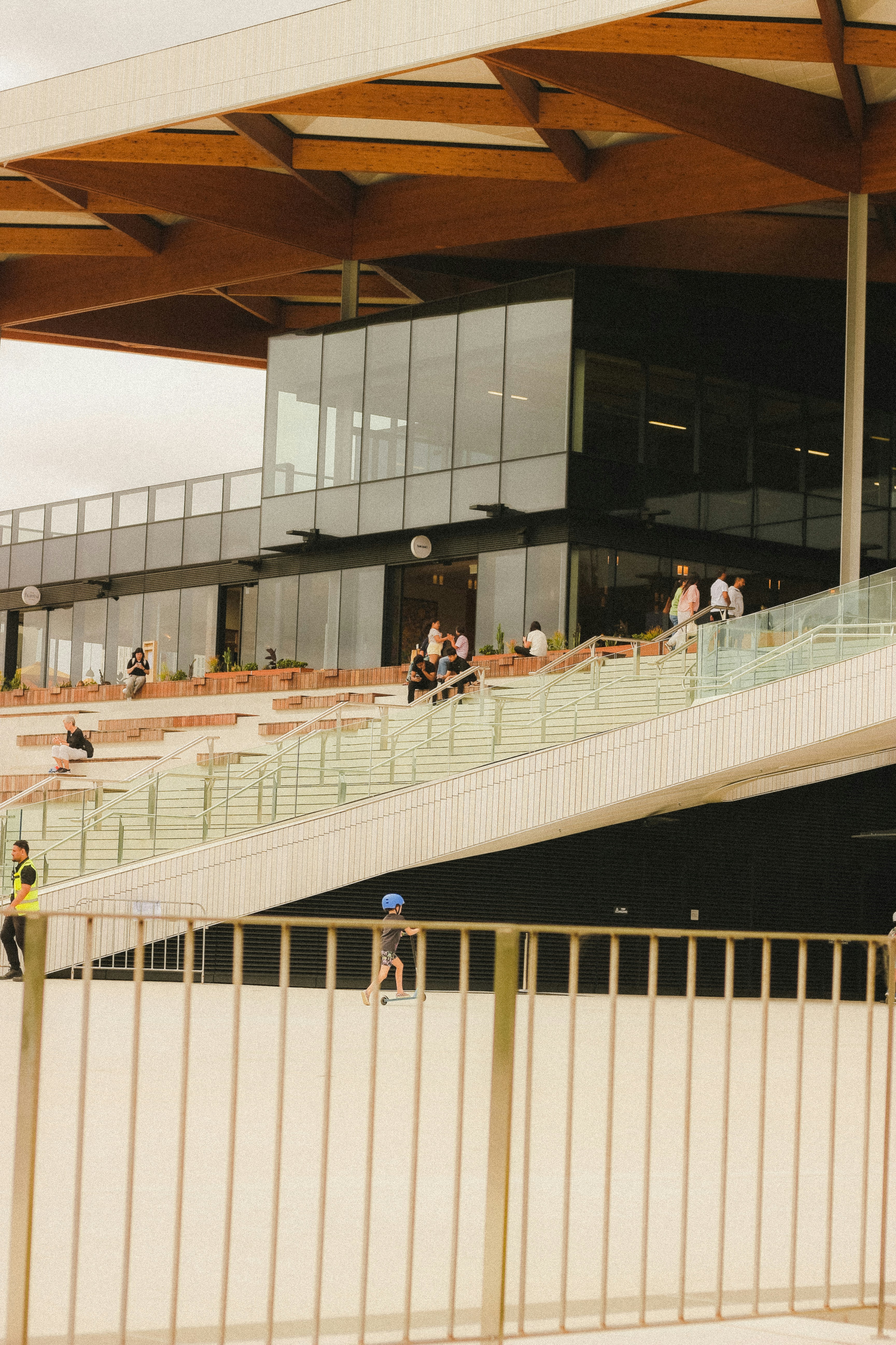 Liminal Concourse: People, Glass and Steel at a Modern Atrium