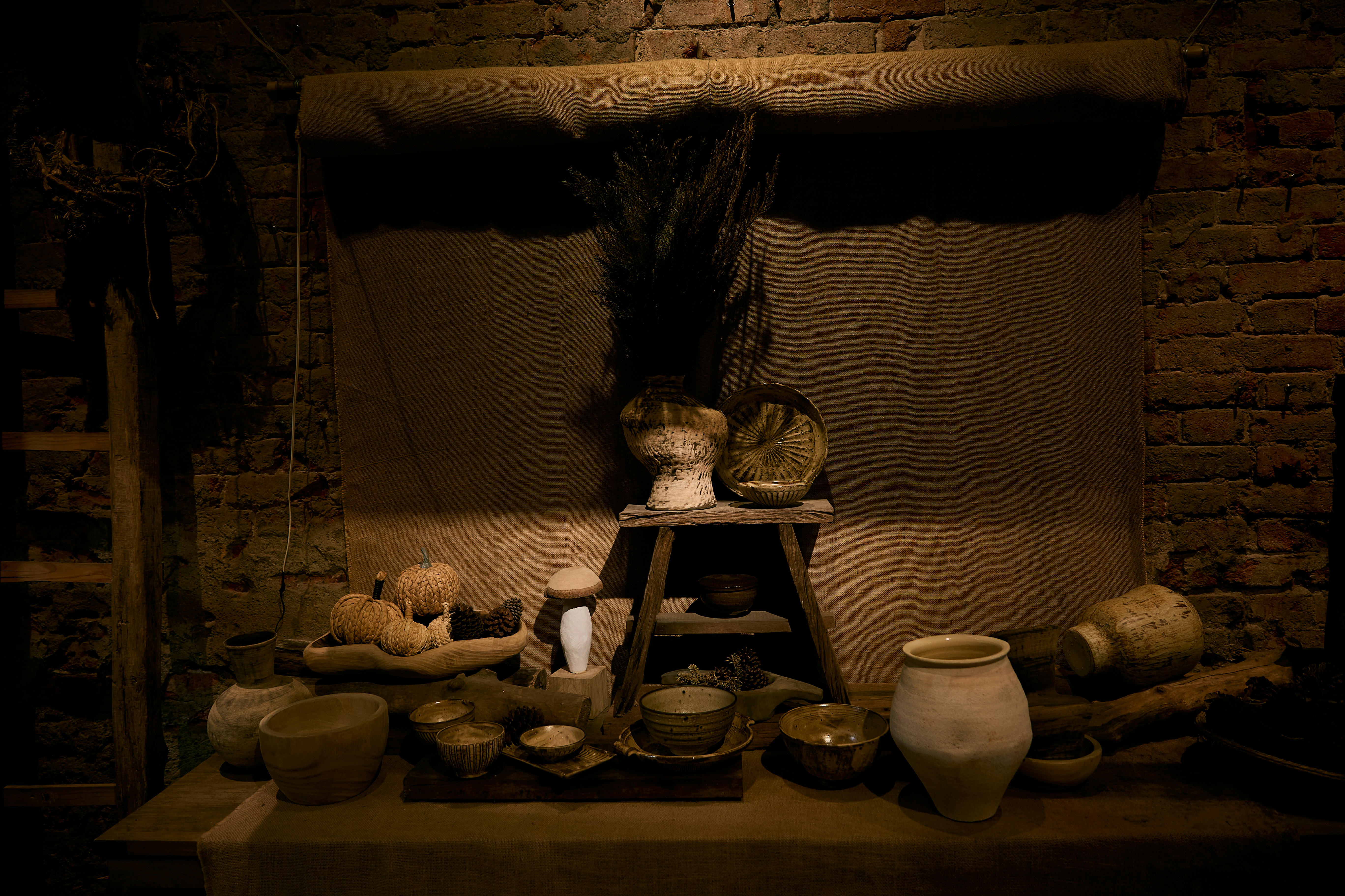 Earthy Altar: A Still-Life Shrine on a Rustic Table