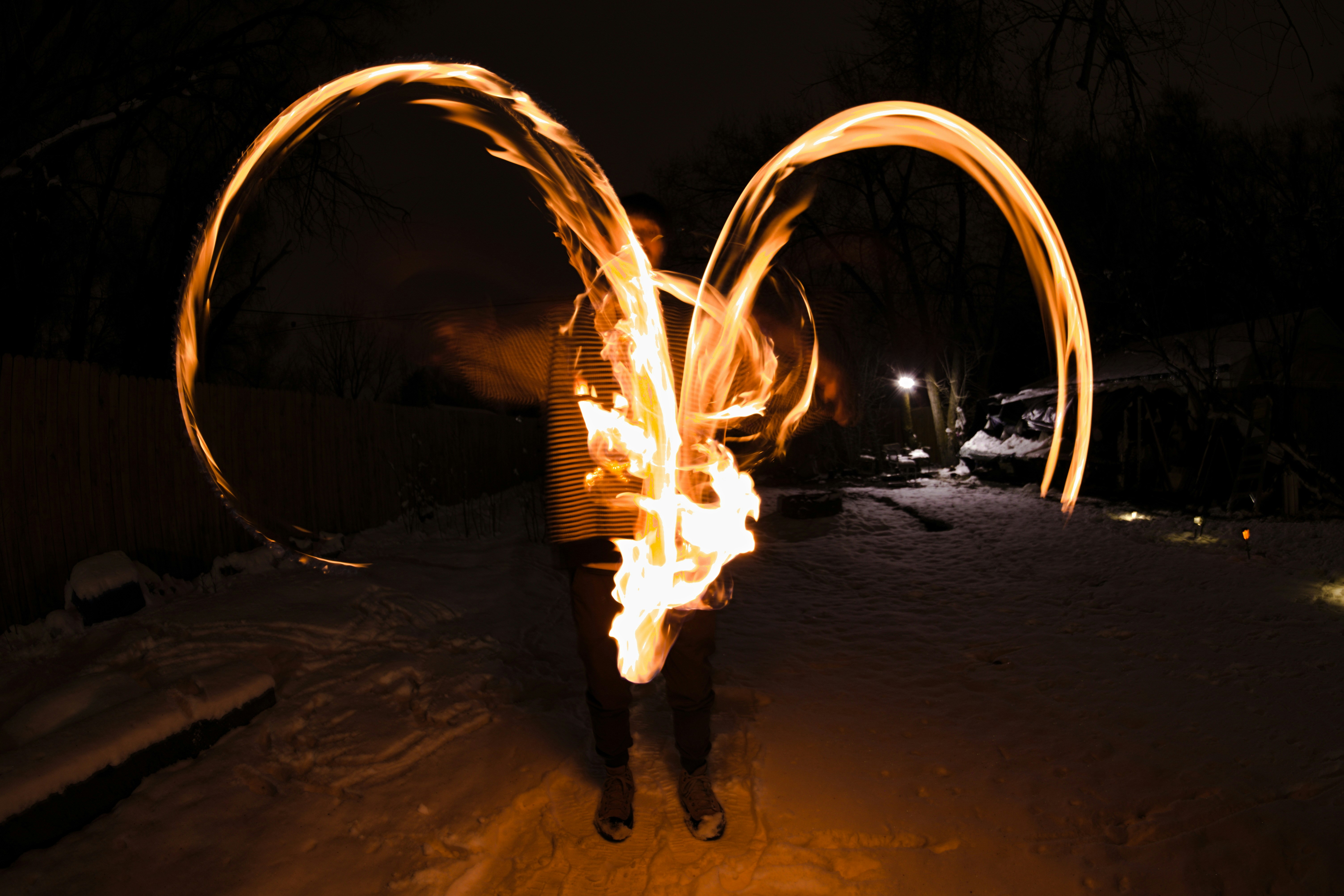 Fire in the Night: A Lone Spinner Tracing Rings of Light