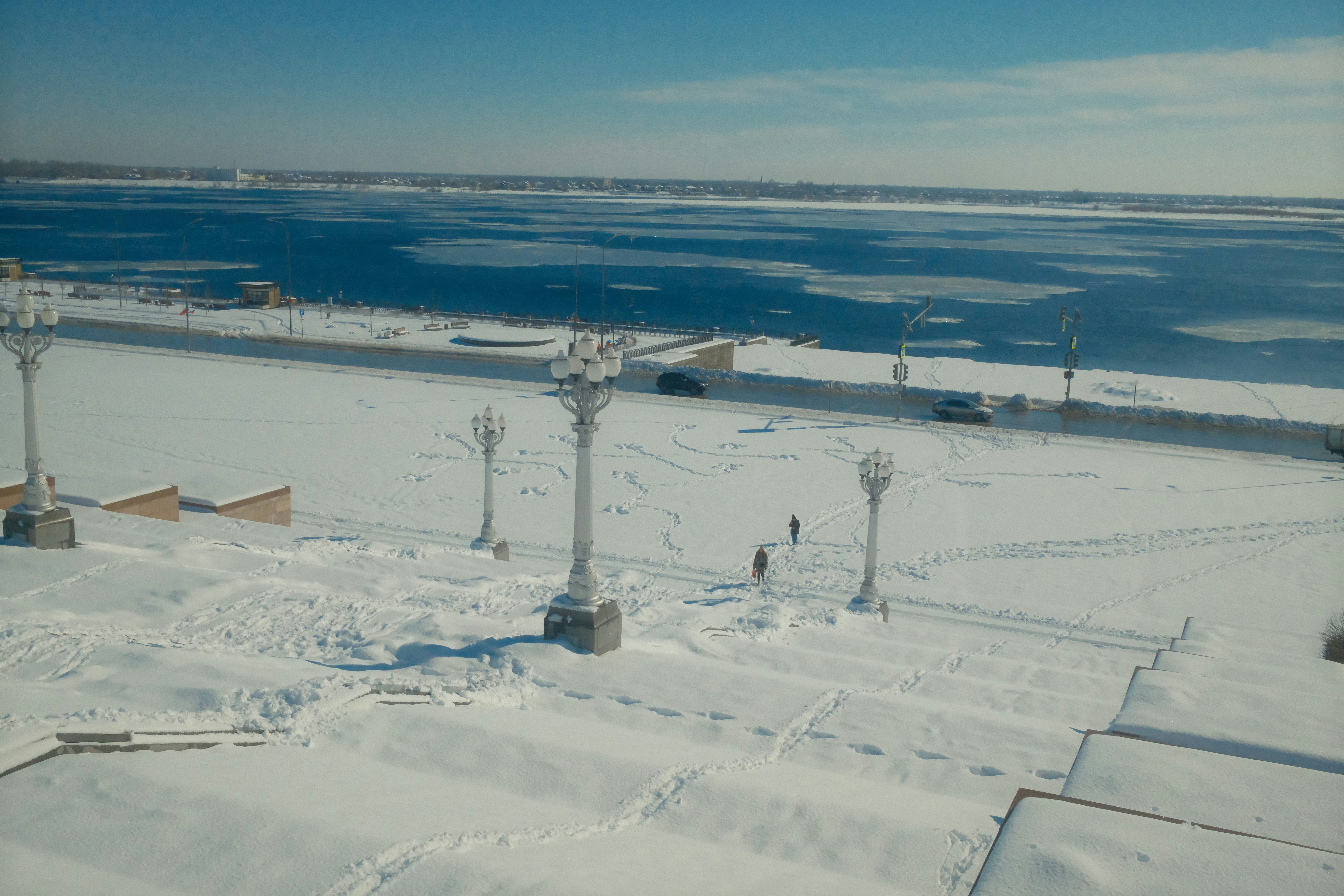 Snowbound Promenade by the Icy Horizon