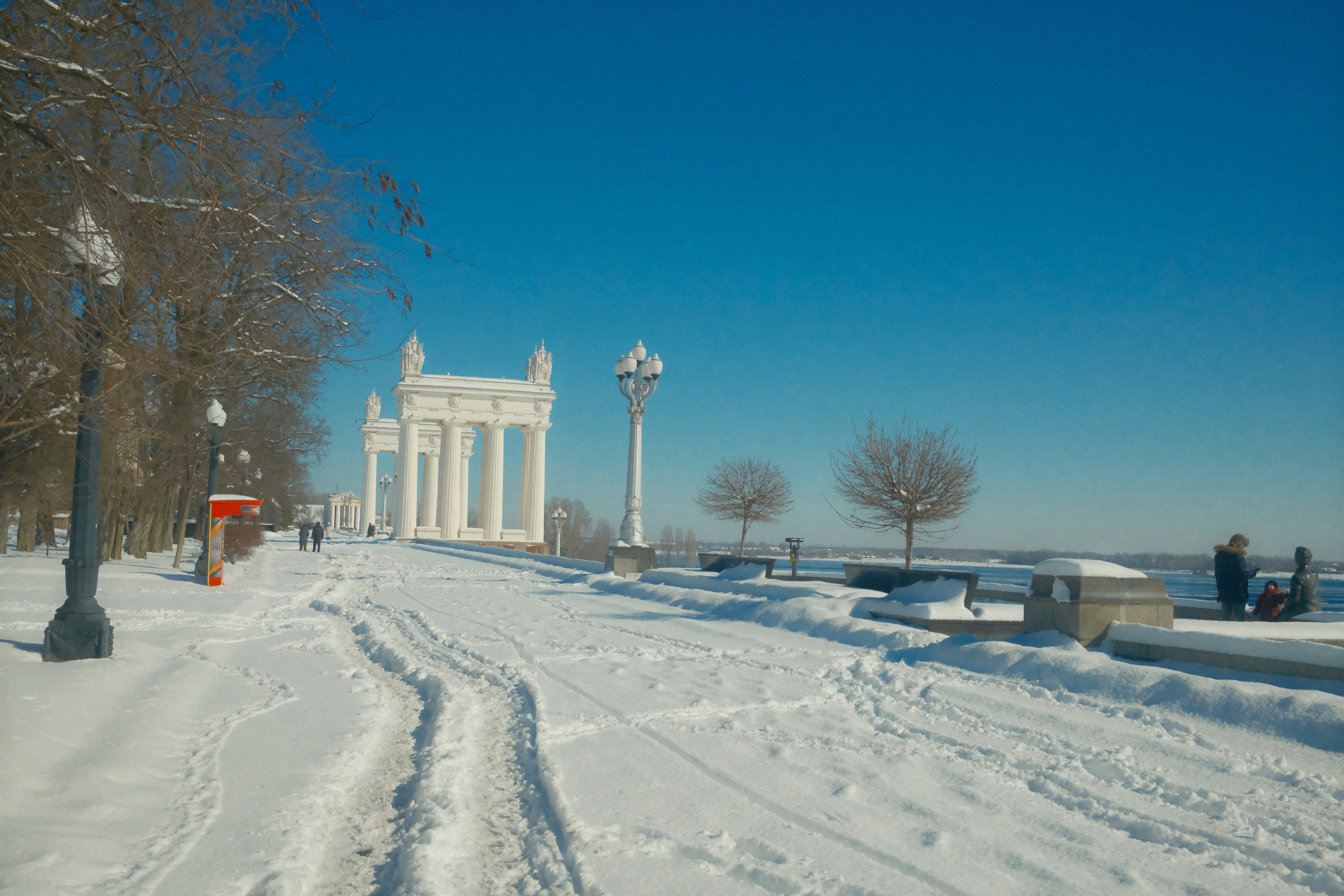 Snow-Cleared Promenade by the Classical Gate