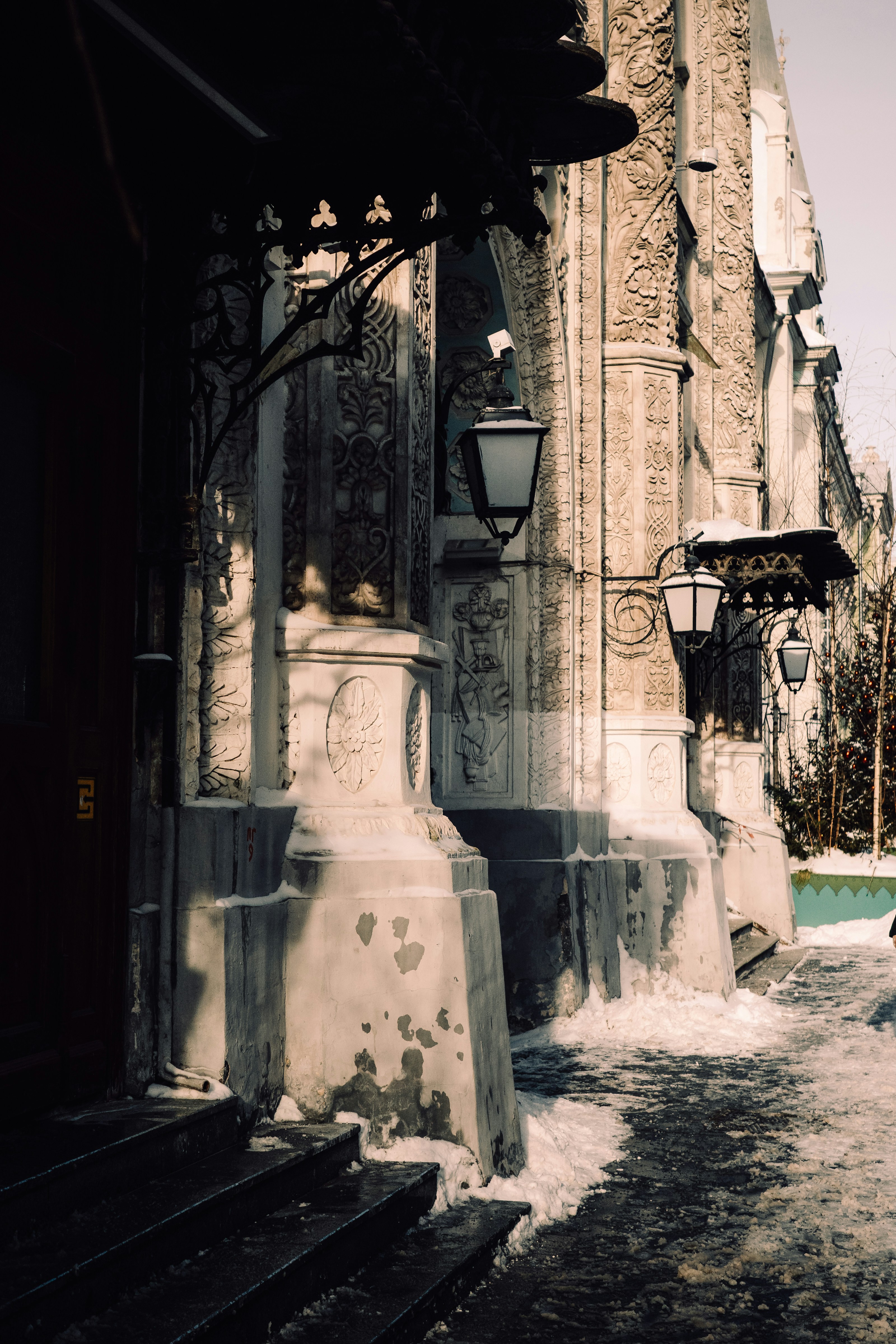 Ornate Facade in Soft Winter Light