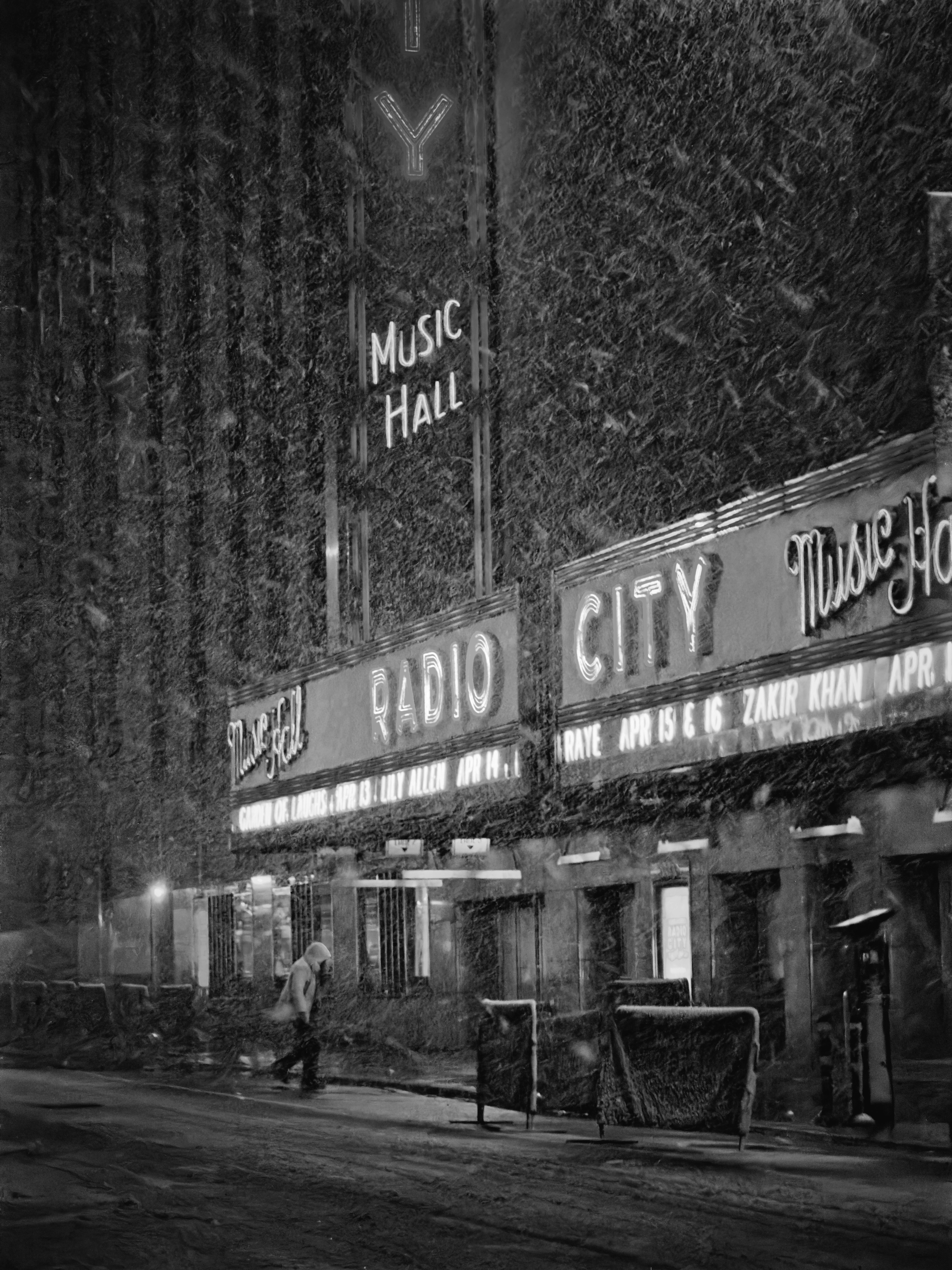 Snowy Night at the Music Hall marquee