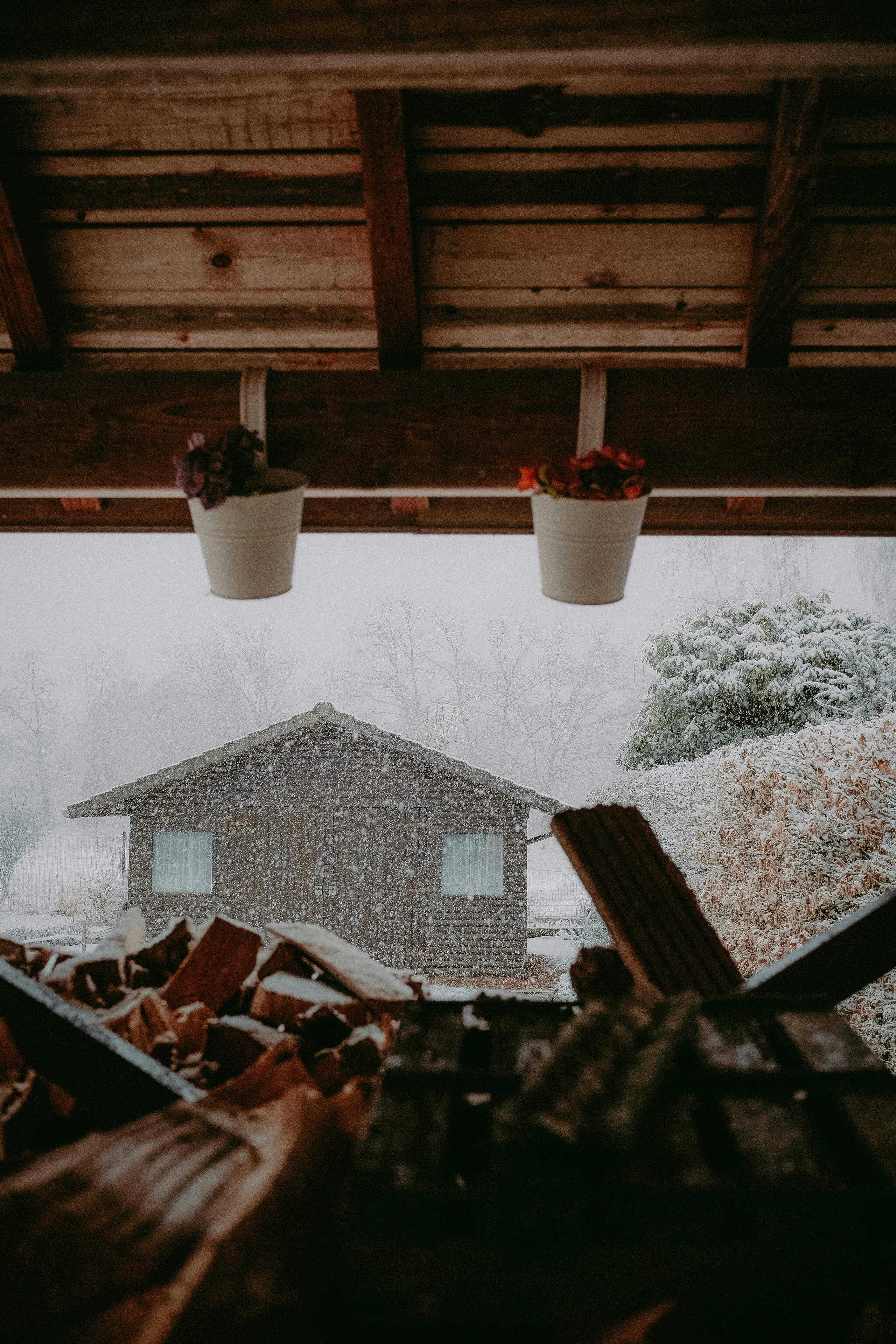 Snowlit Shelter: A Quiet Moment Under the Attic Roof