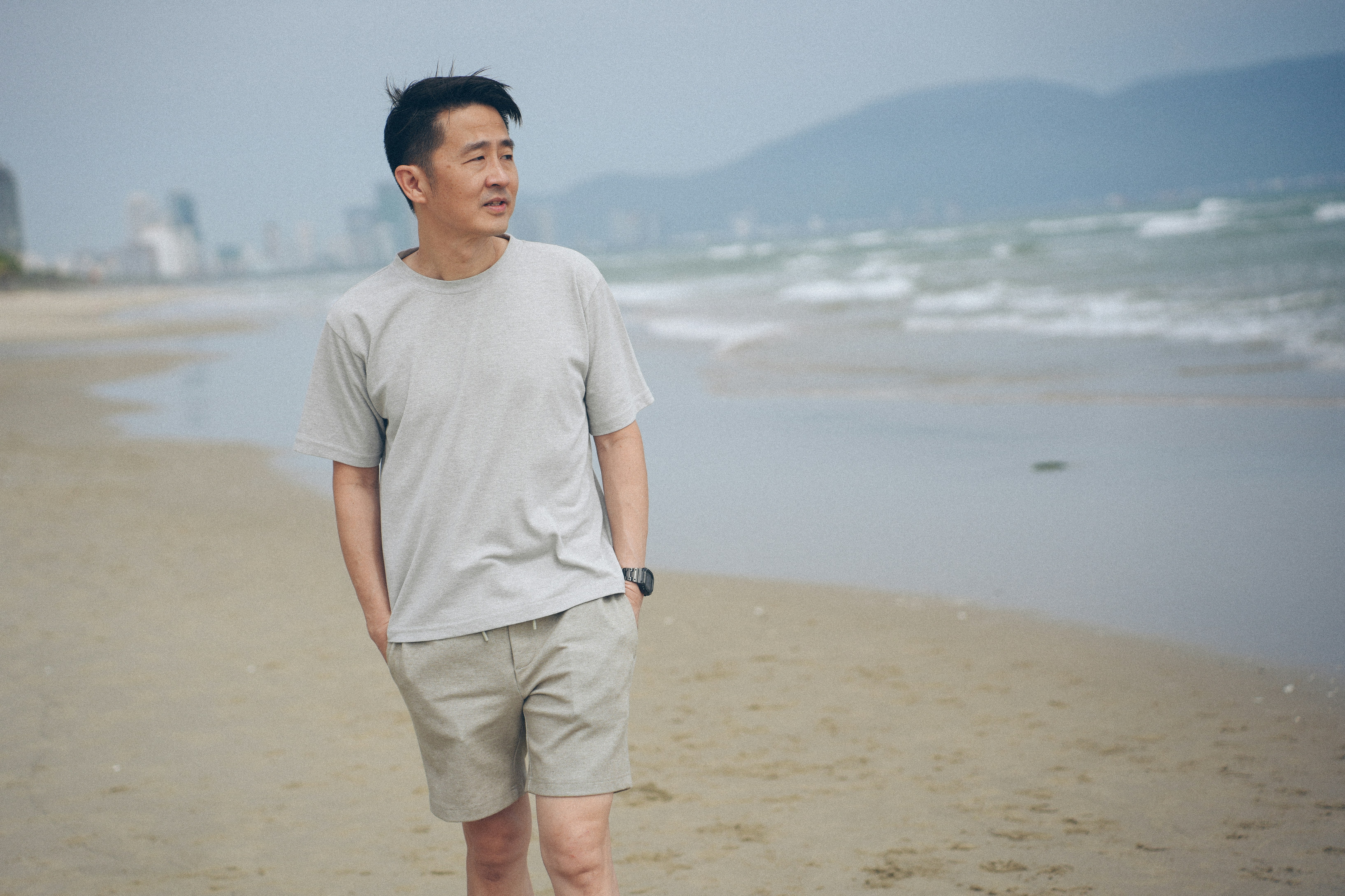 Coastal Confidence: A Quiet Moment on the Beach