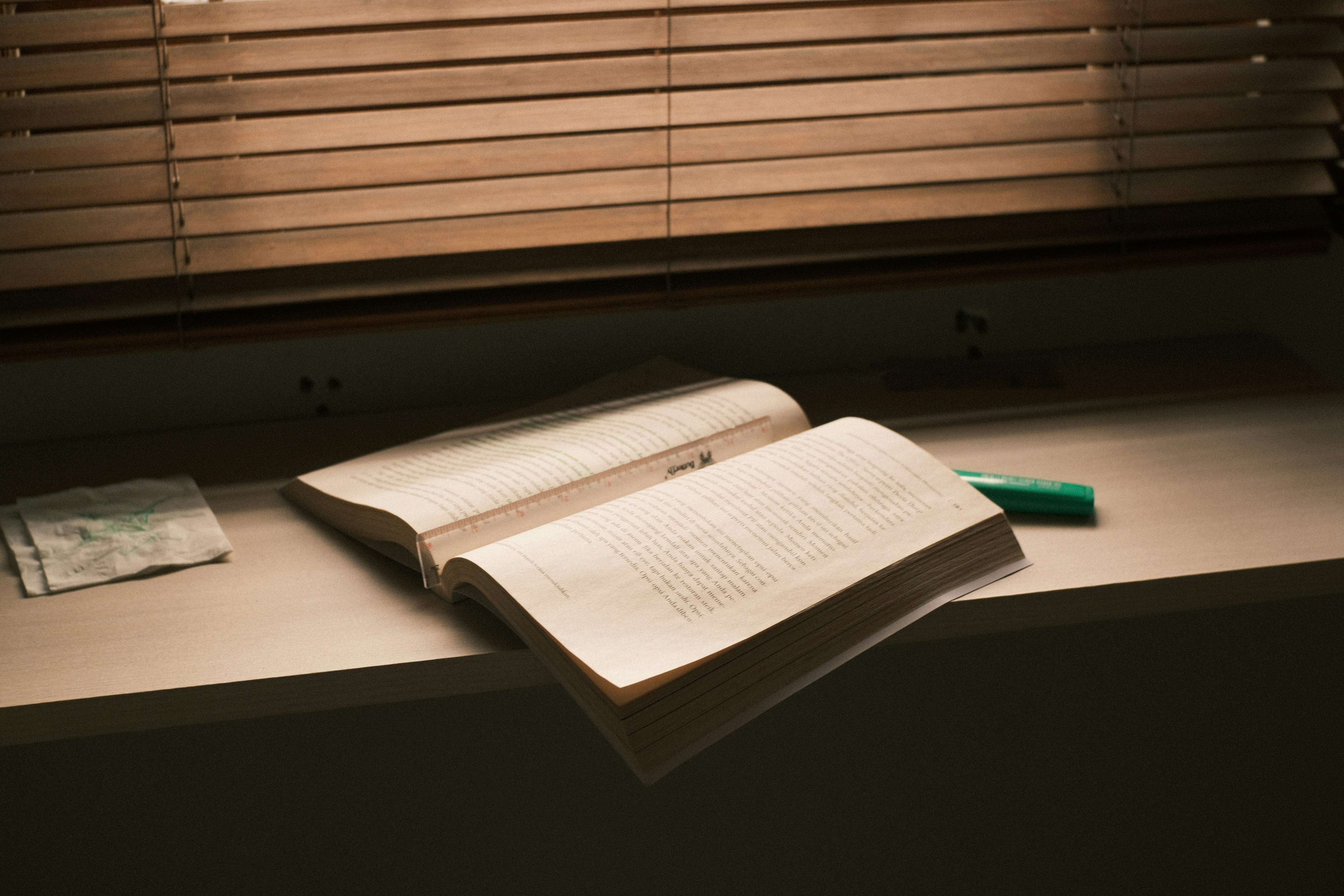 Quiet Study: An Open Page Bathed in Window Light