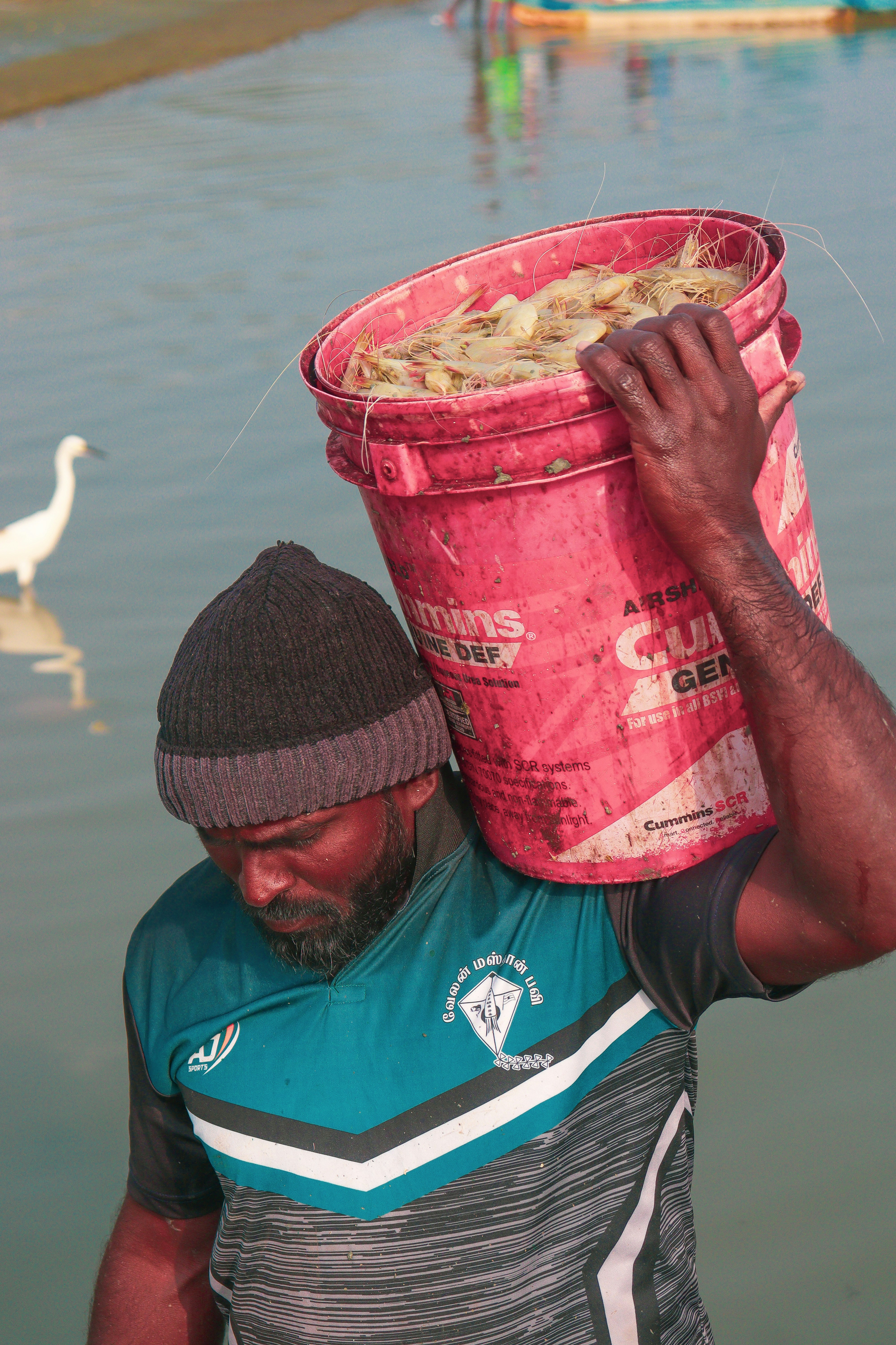 Carrying the Catch: A Moment by the Water's Edge