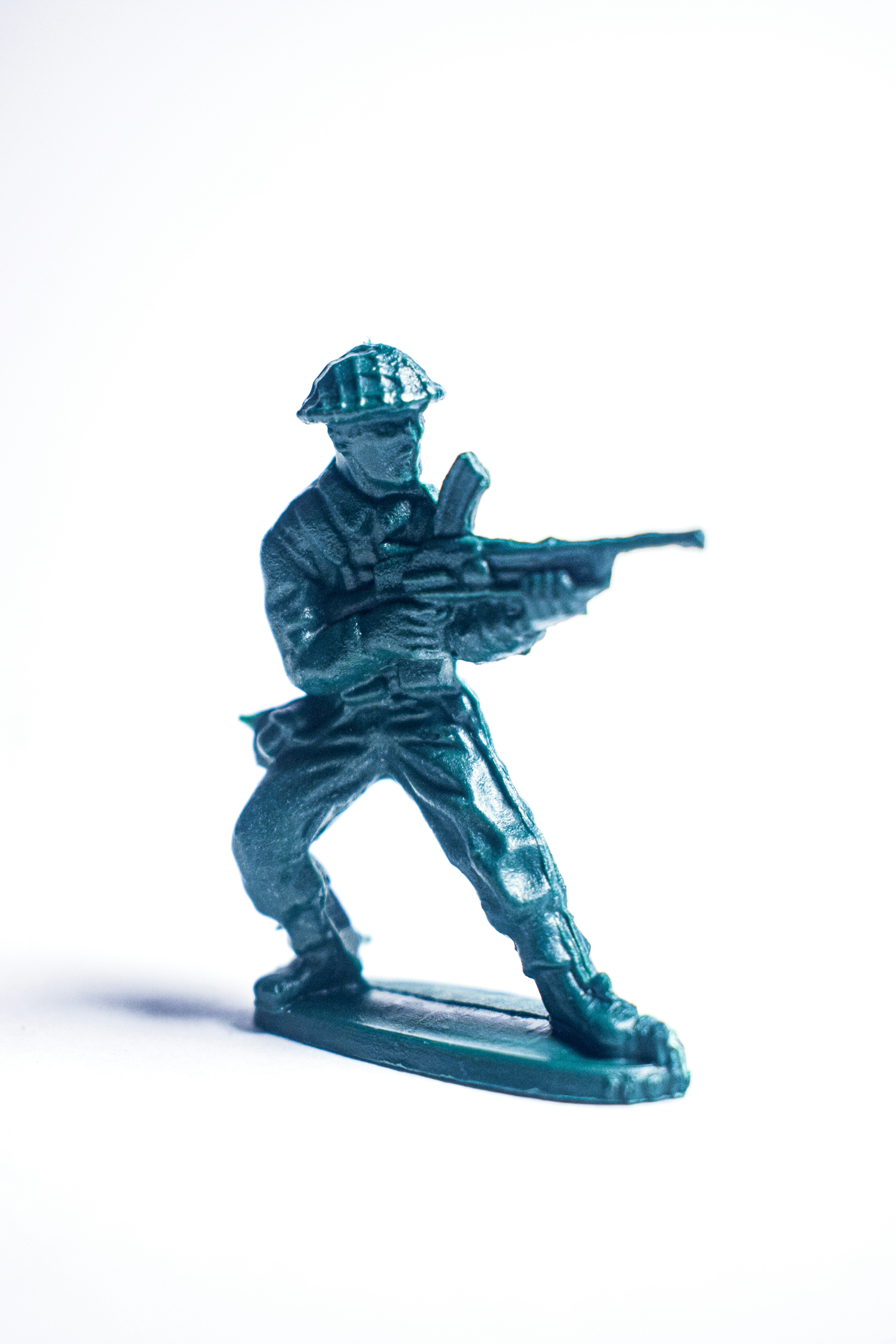 Blue Soldier in Focus: A Miniature Rifleman with Dynamic Stance