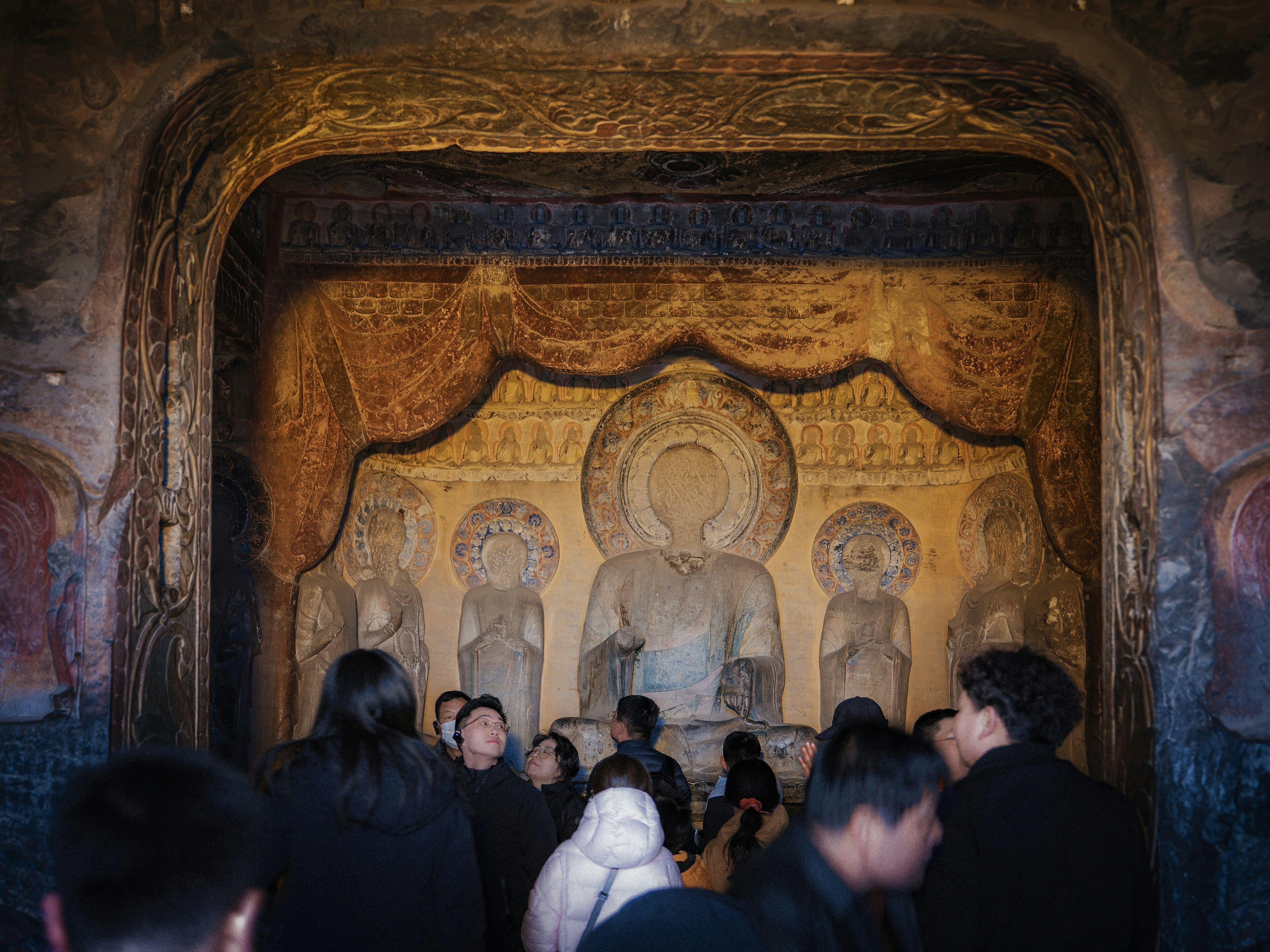Sacred Gallery: Visitors Before the Golden Buddha Hall