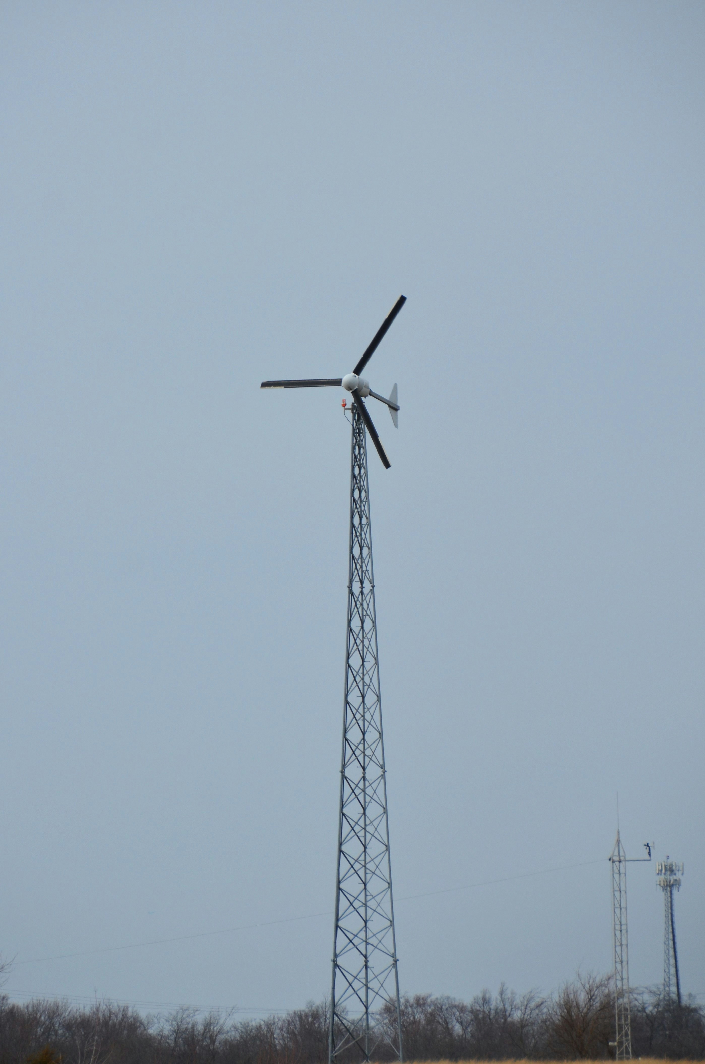 Soaring Rotor silhouette against a pale sky