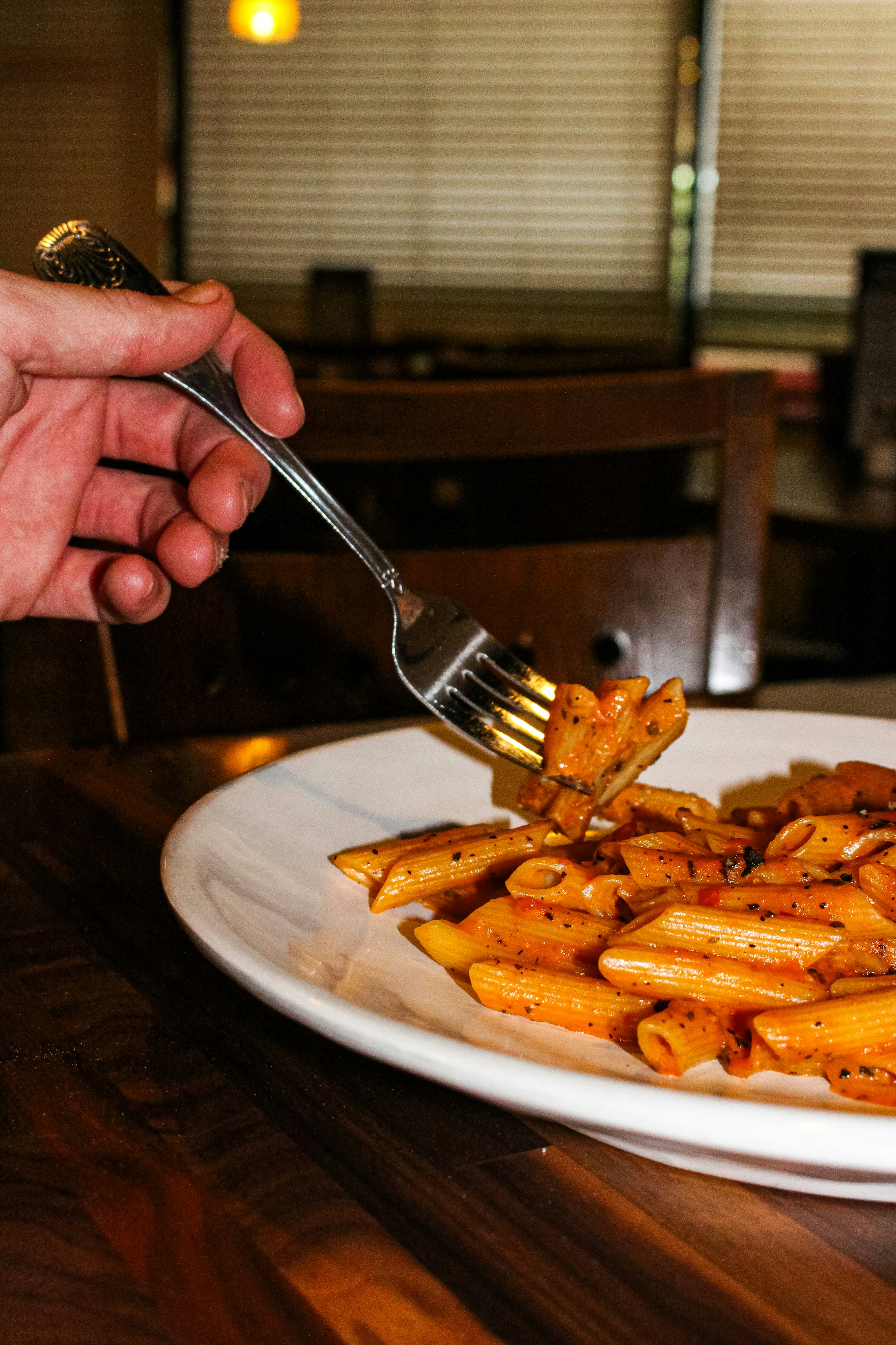 Forkful of Pasta: Late-Night Dinner in a Quiet Diner