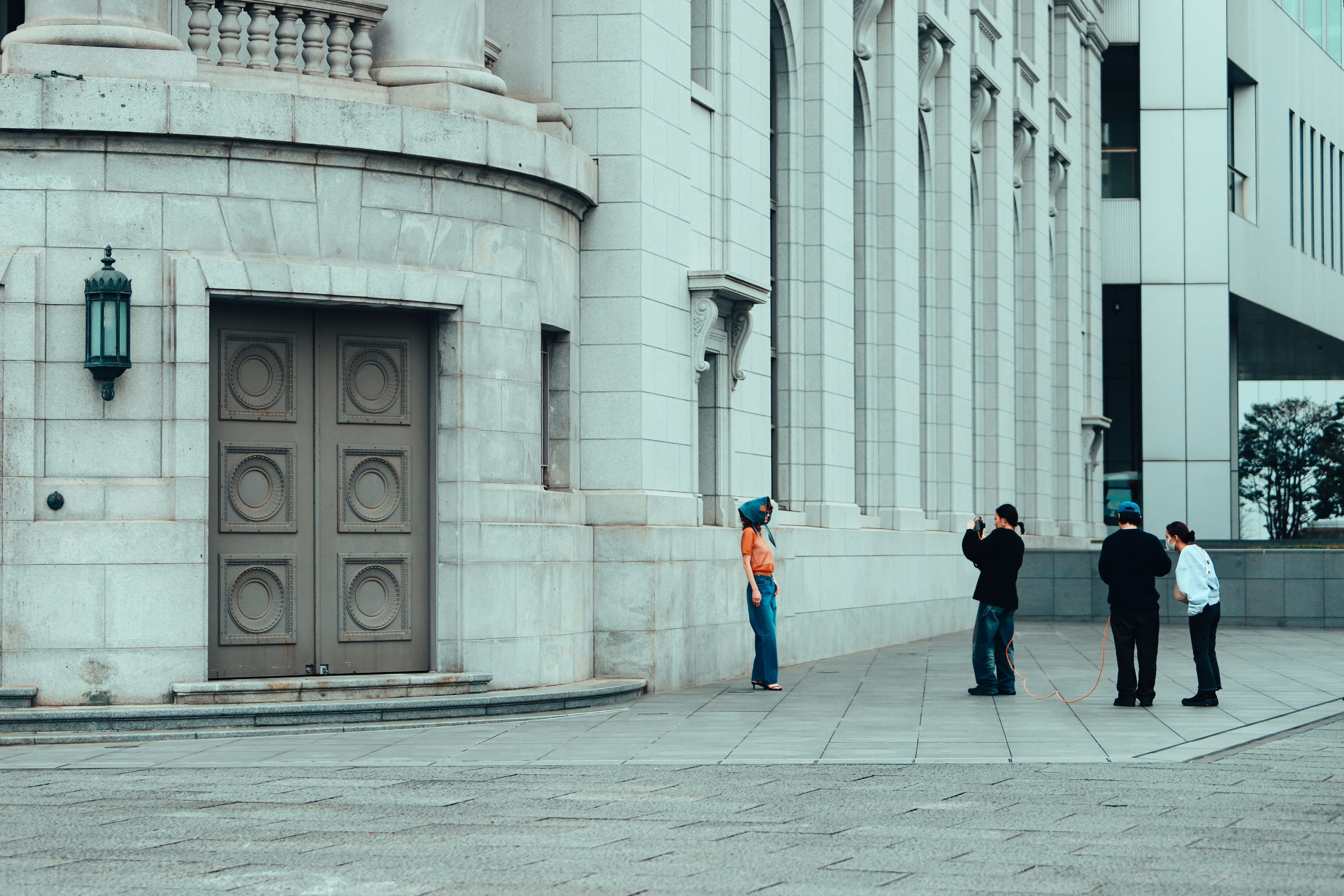 Street Portrait in Front of a Grand Facade