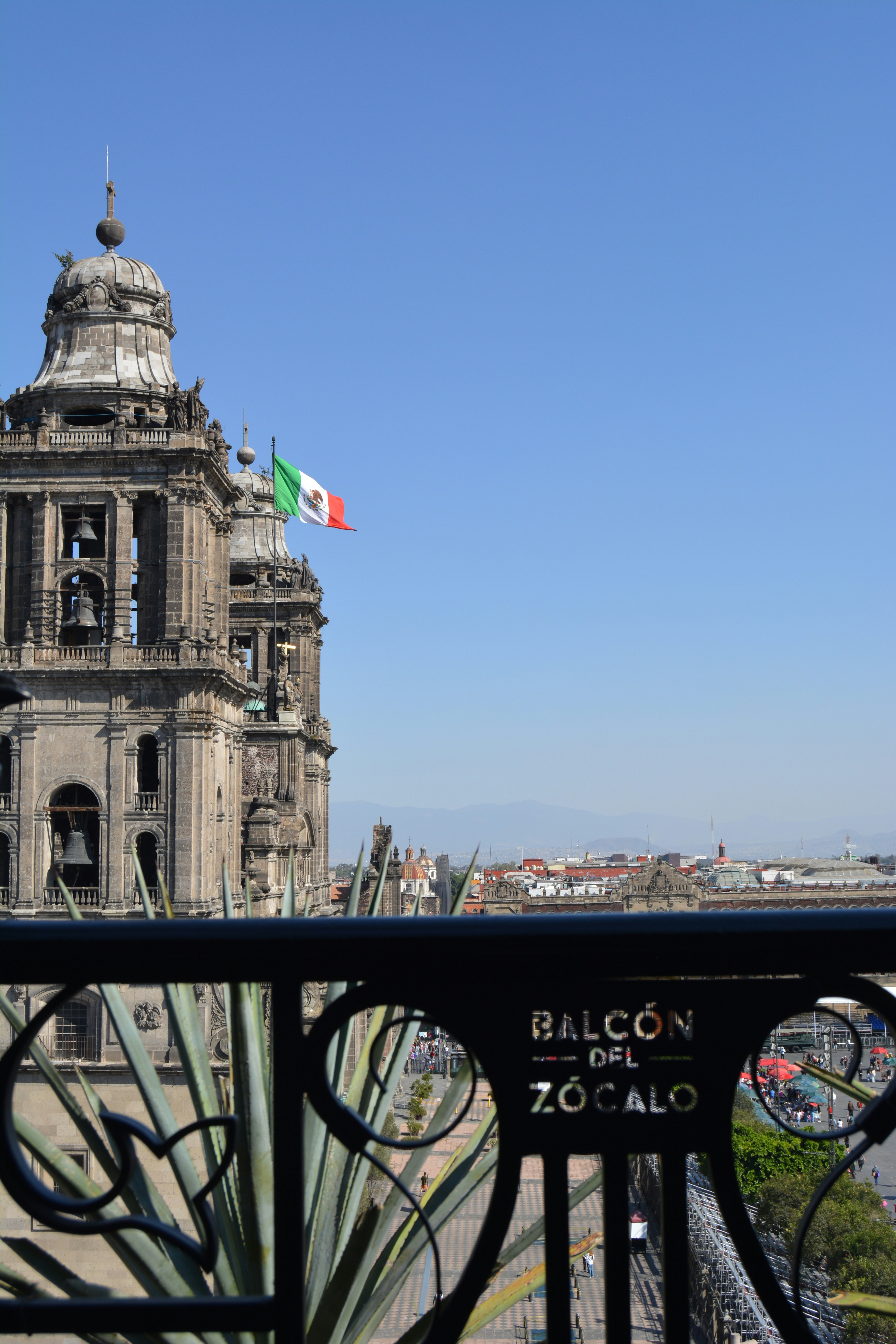Flag Over the Cathedral: A Mexican Vista from Balcon del Zócalo