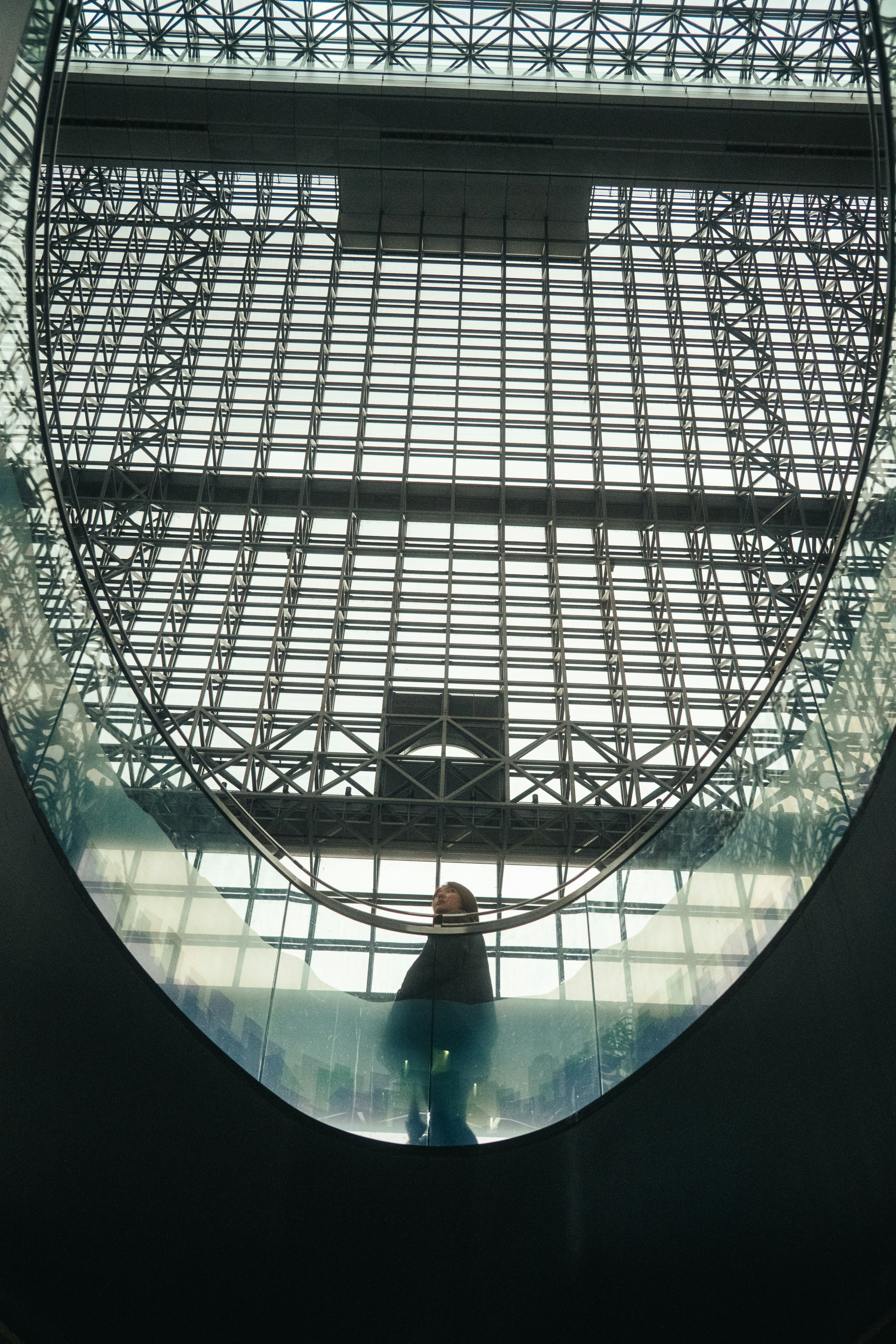 Shadowed Traveler Beneath a Glass Sky