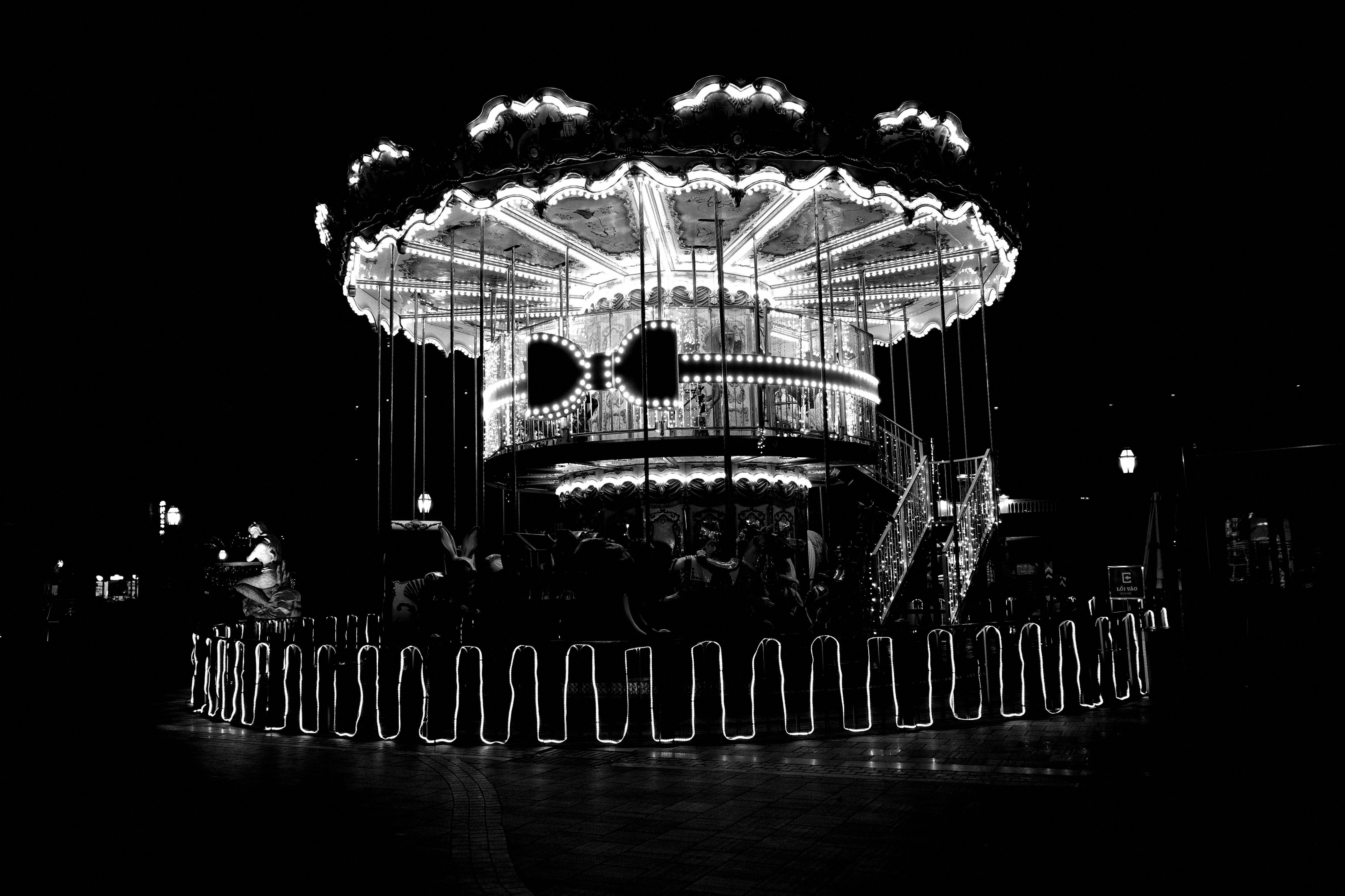 Night Carousel in High-Contrast Neon