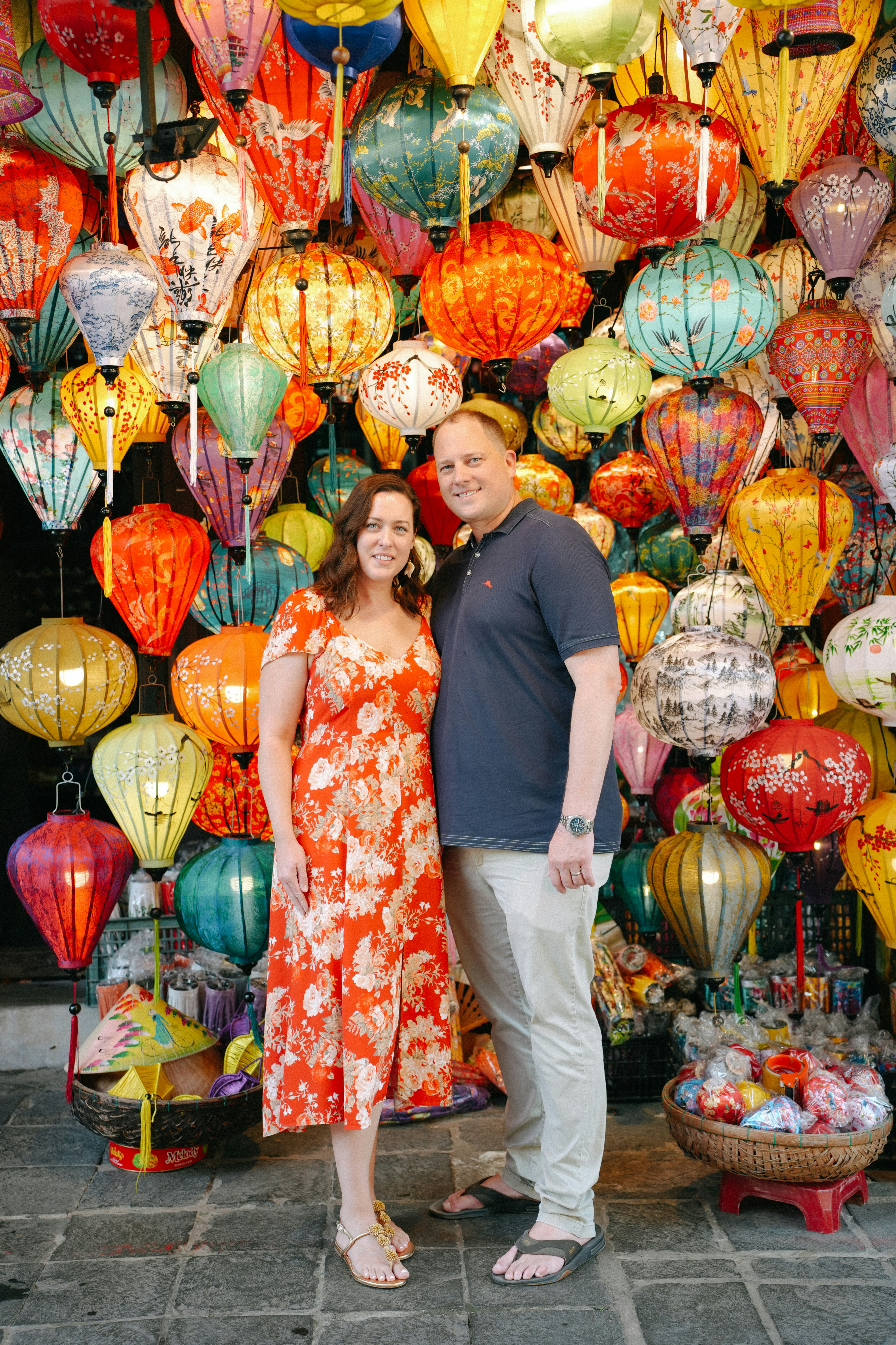 Colorful Lantern Duo in a Sea of Lanterns
