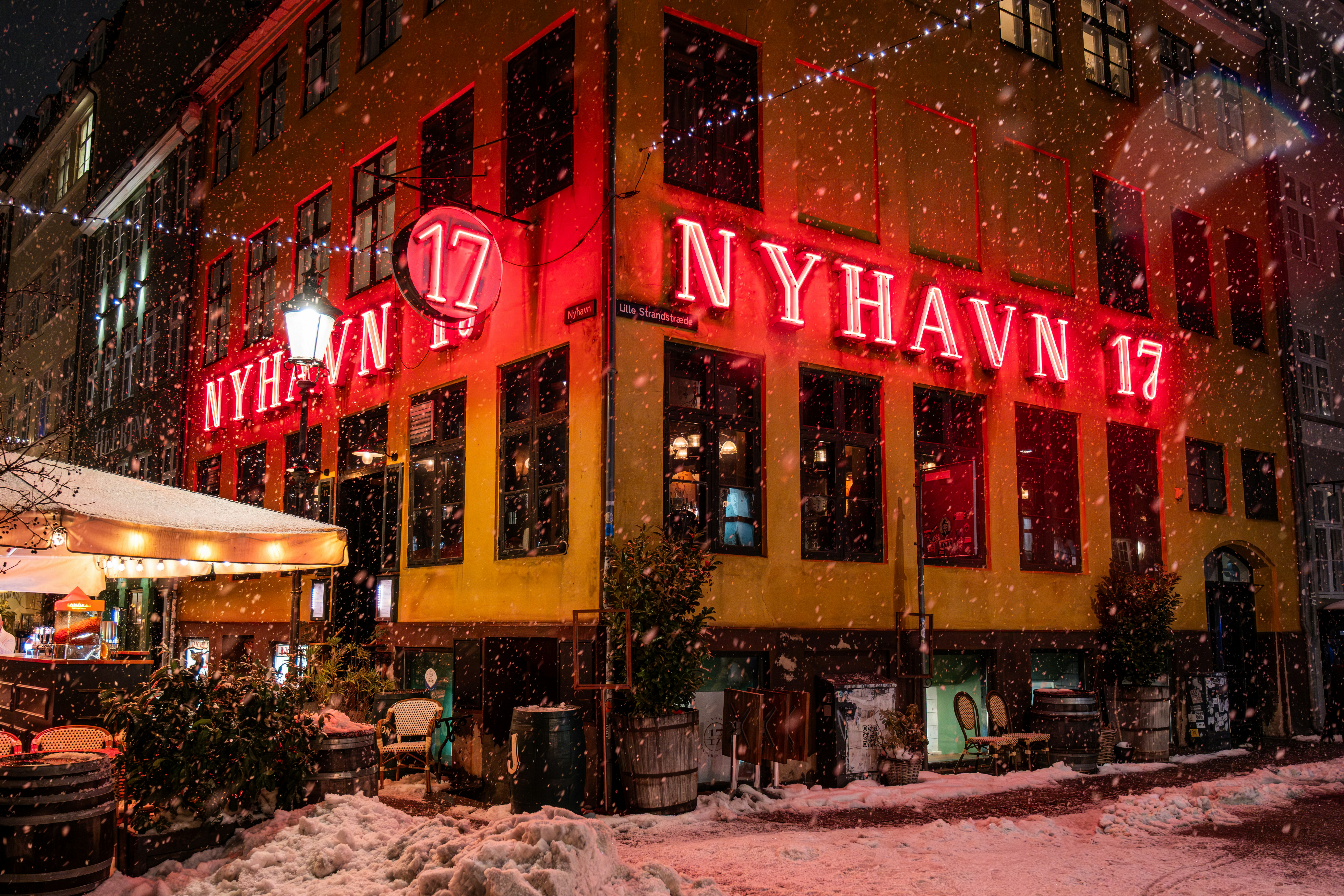 Red Neon at a Snowy NYHABN Corner