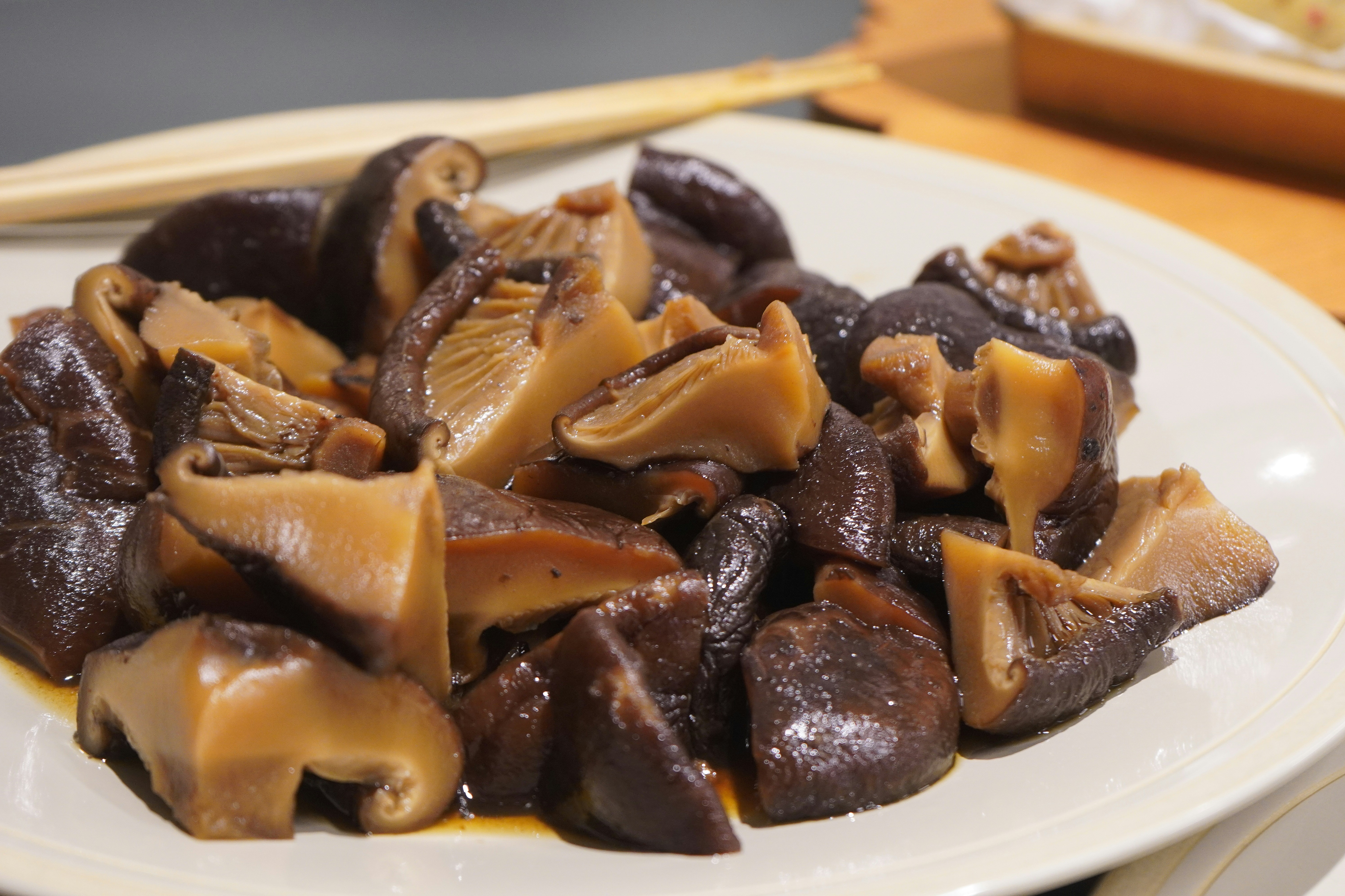 Velvet-Chocolate Mushroom Medley on a White Plate