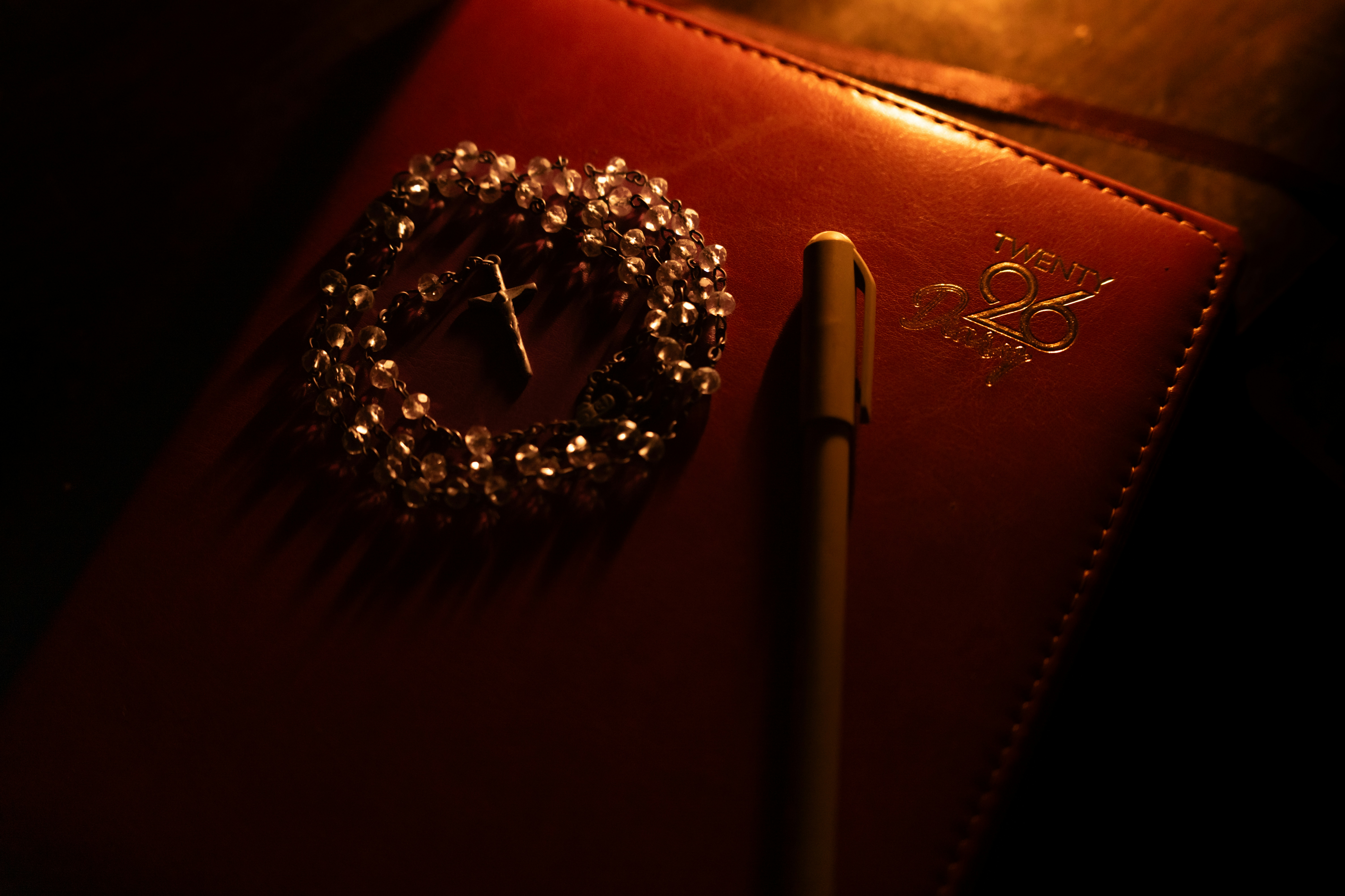 Glowing Red Ledger with Crystal Bracelet and Pen