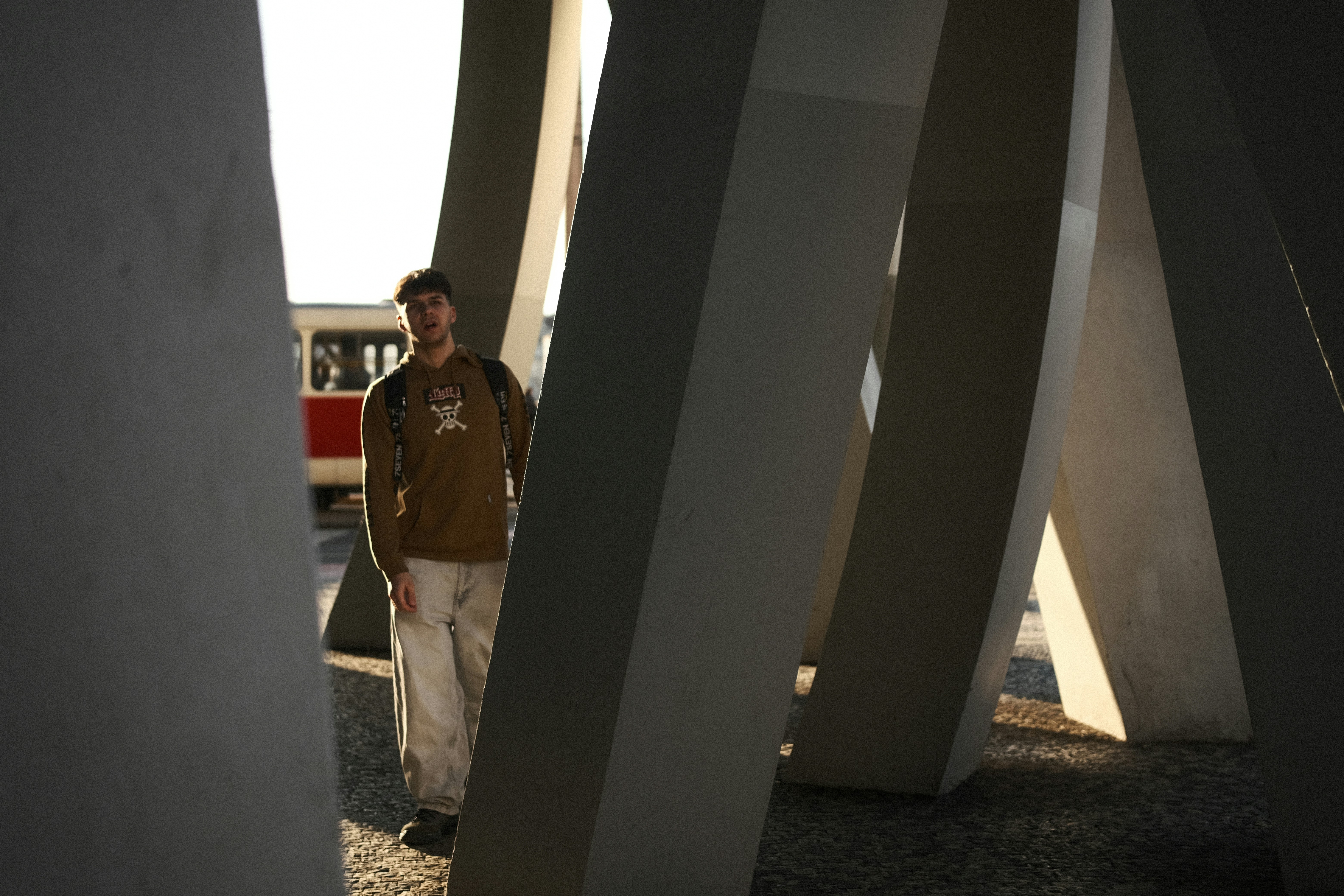 Between Massive Columns: A Stranger in Geometry