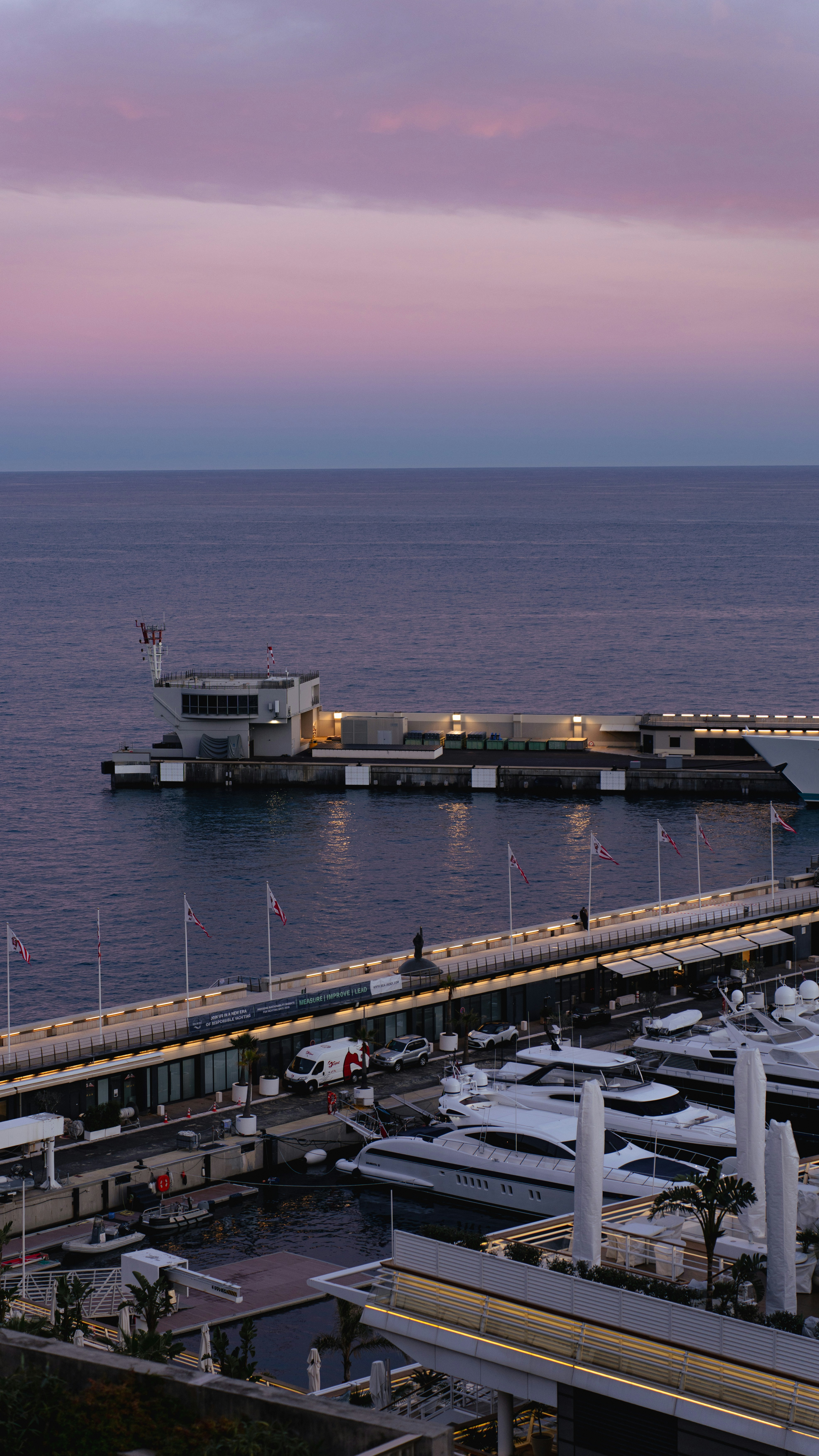 Sunset Marina: Quiet harbor with moored yachts