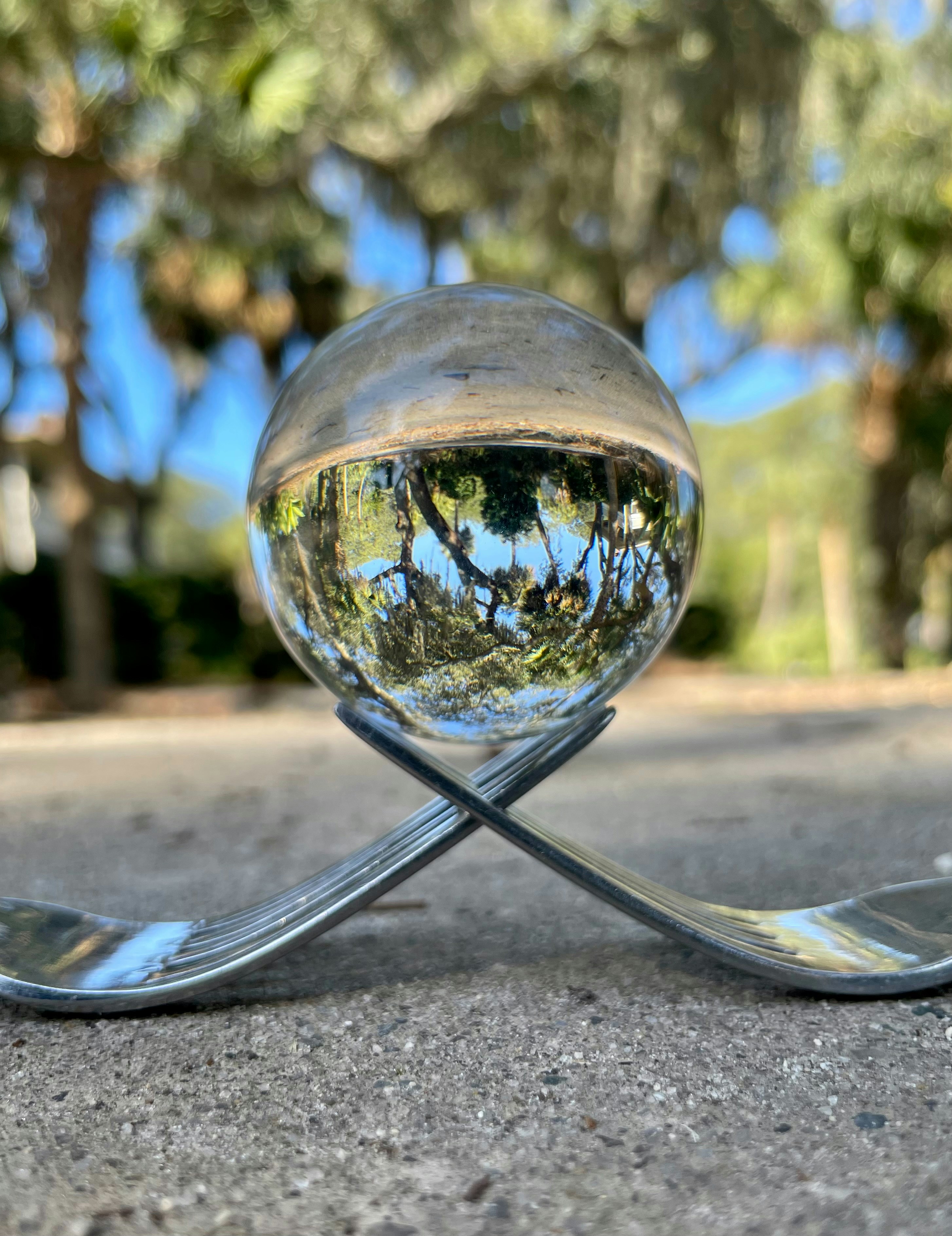 Reflected Landscape in a Glass Sphere