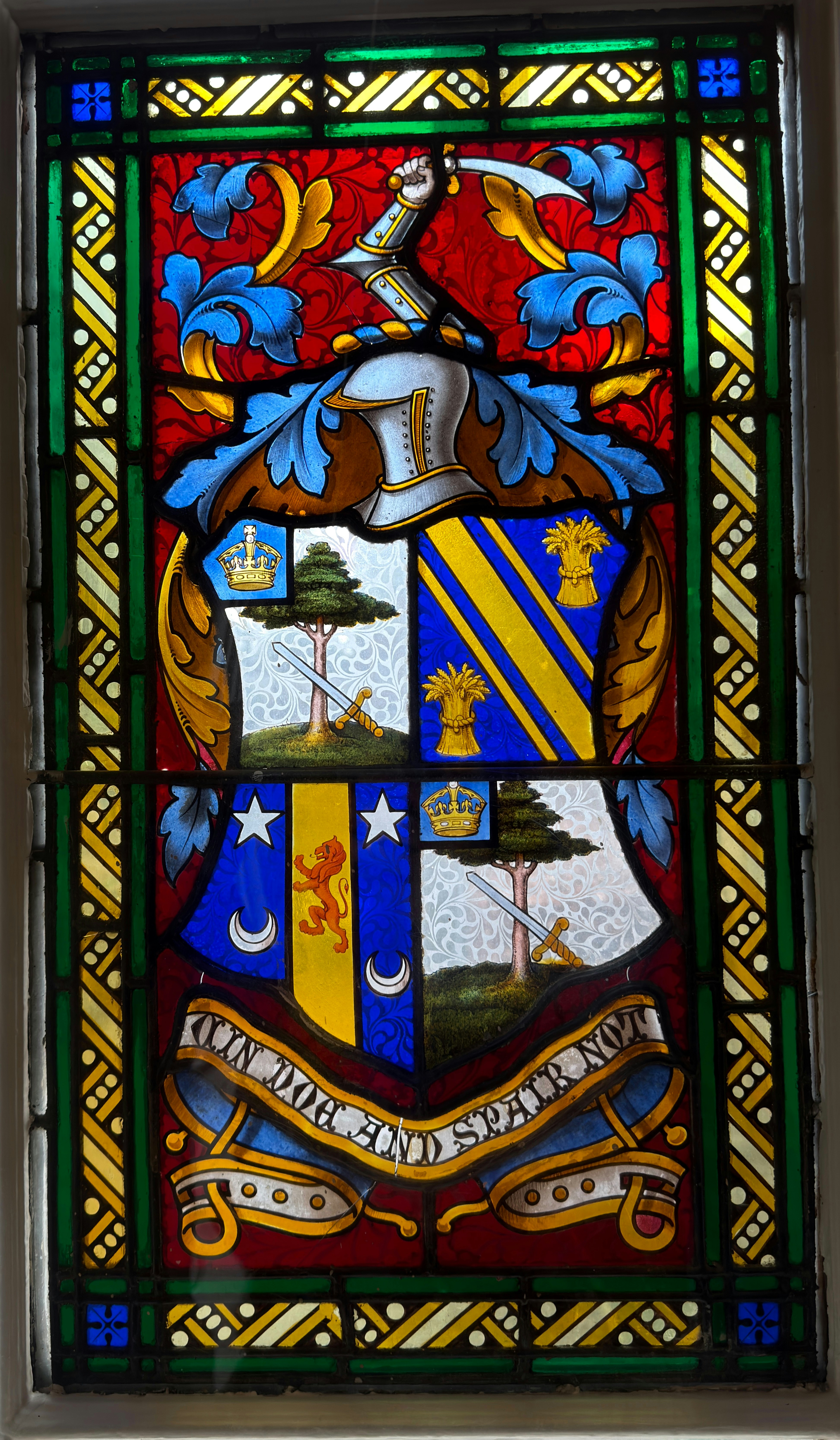 Stained Crest: A Heraldic Shield in Colored Glass