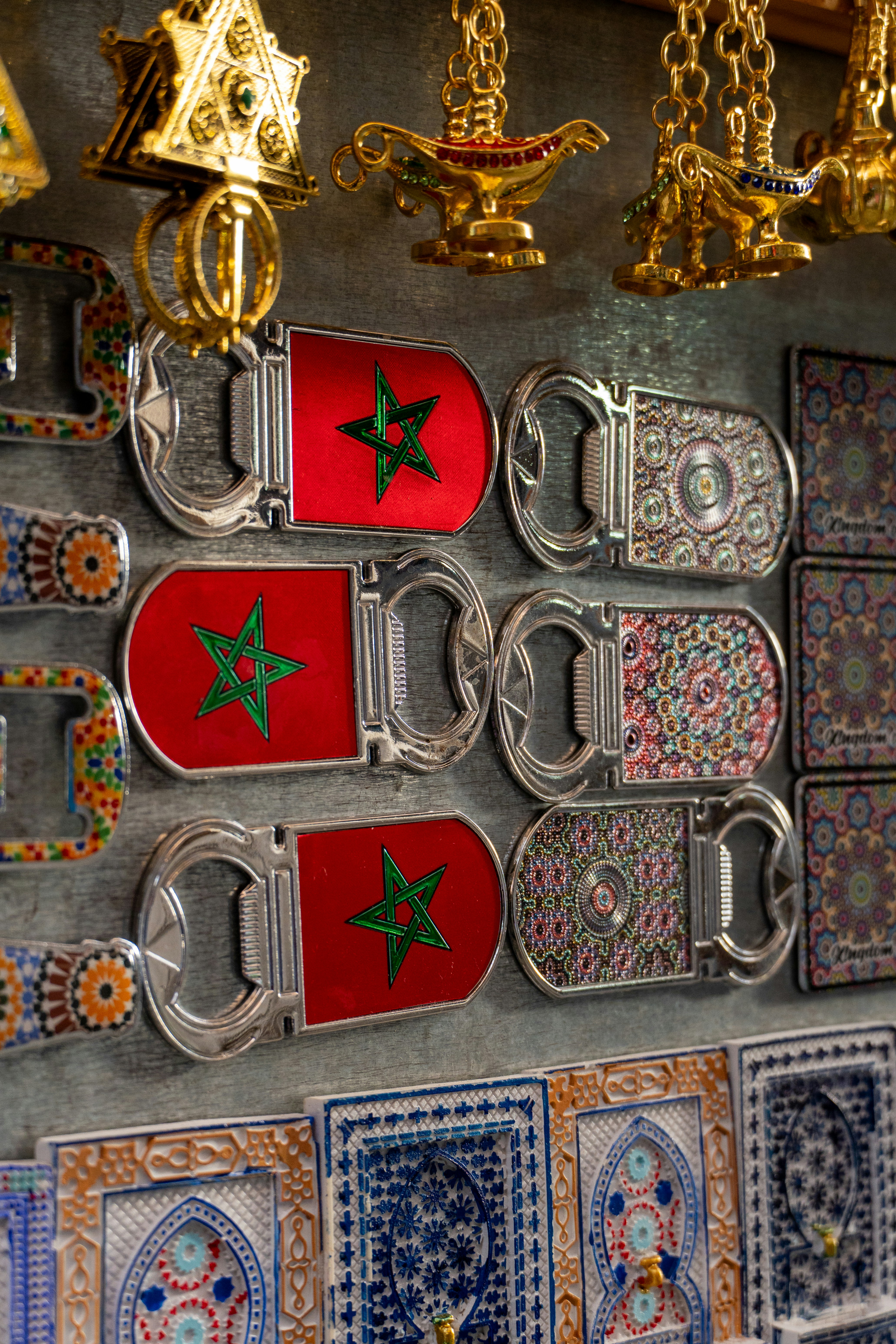 Moroccan Tilework and Hanging Charms: A Colorful Bazaar Wall
