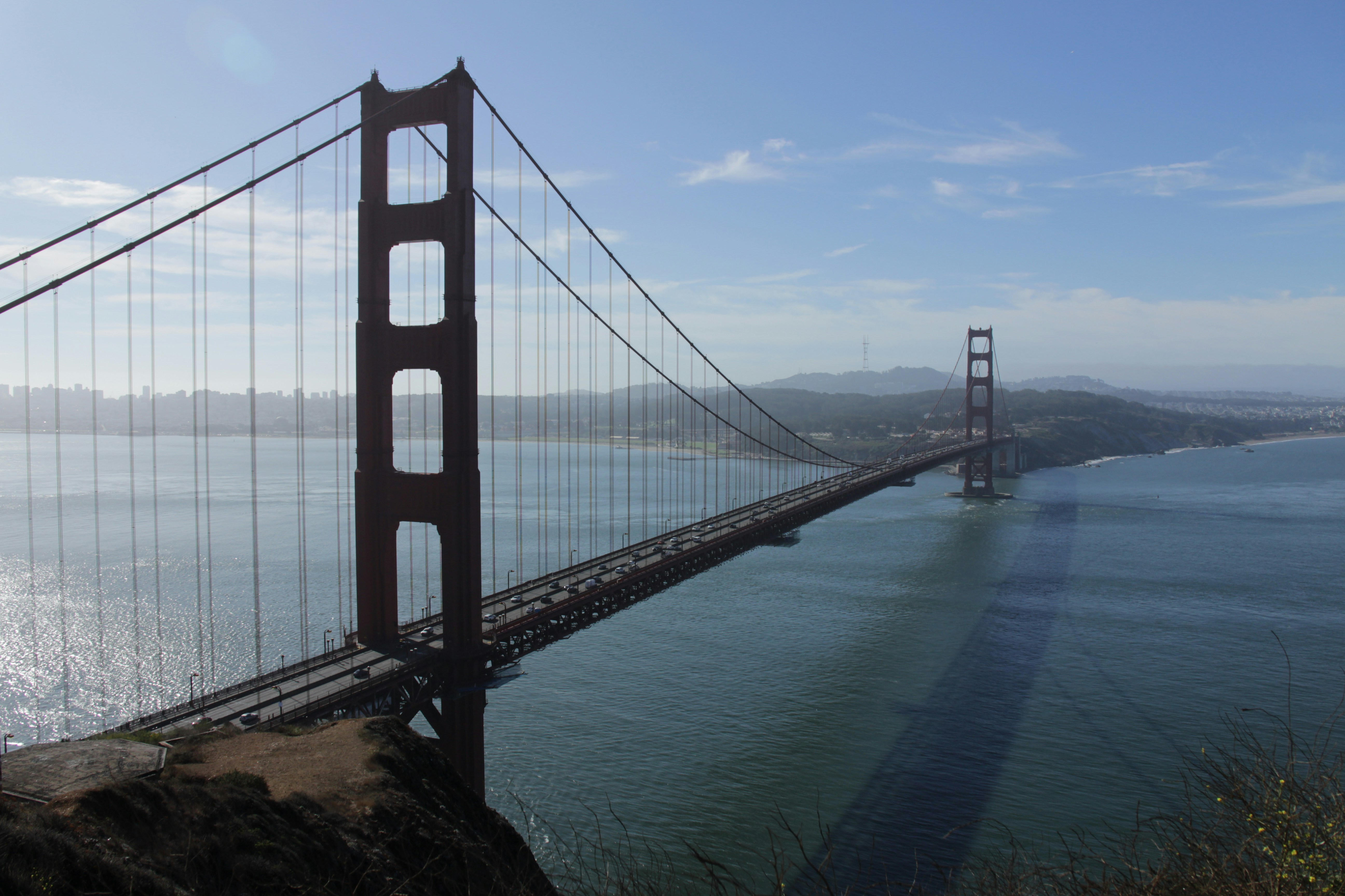 Golden Gate Span: A Sea of Blue Under a Clear Sky