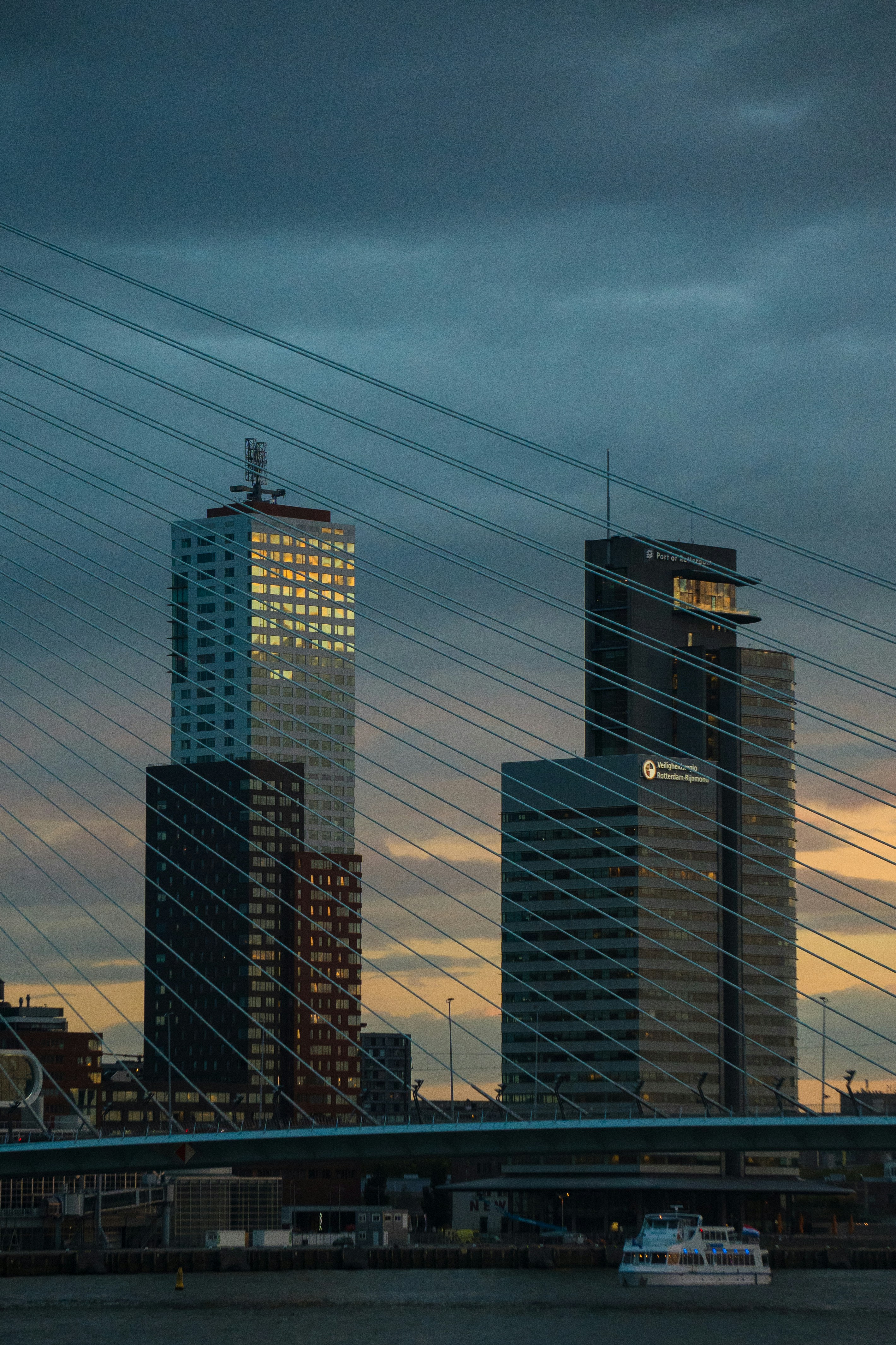 Sunset in Maritime Skyscrapers Over the Water