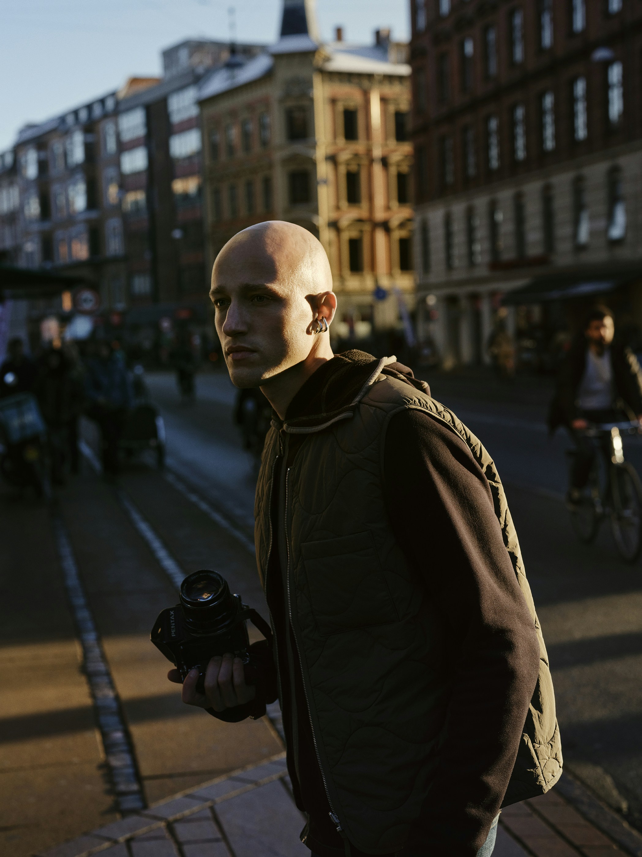 Urban Portrait in Warm Streetlight