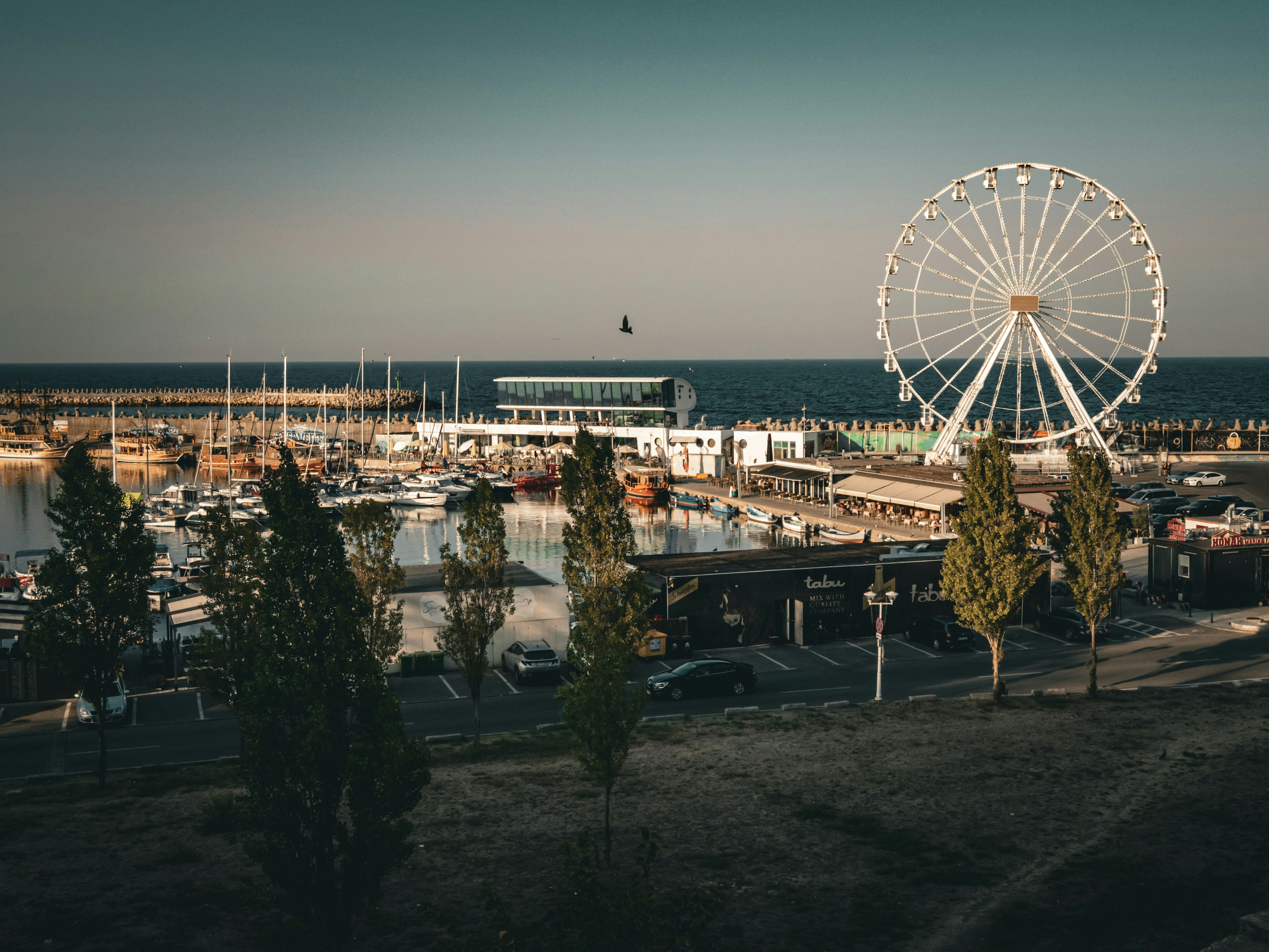 Seaside Lanterns: A Ferryfront Sunset with a Giant Wheel