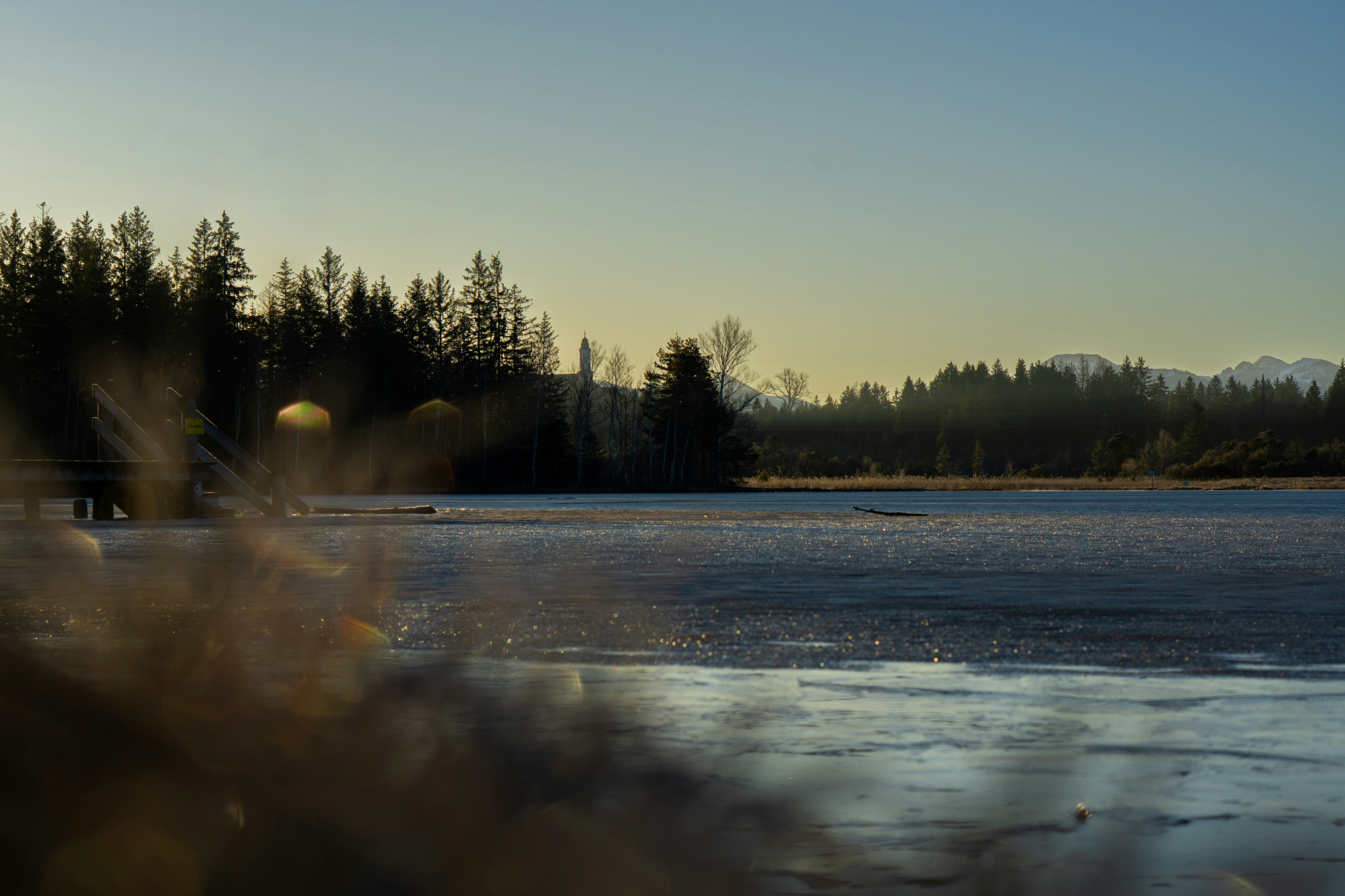 Dawn on a Frosted Lake: Silhouettes and Quiet Light