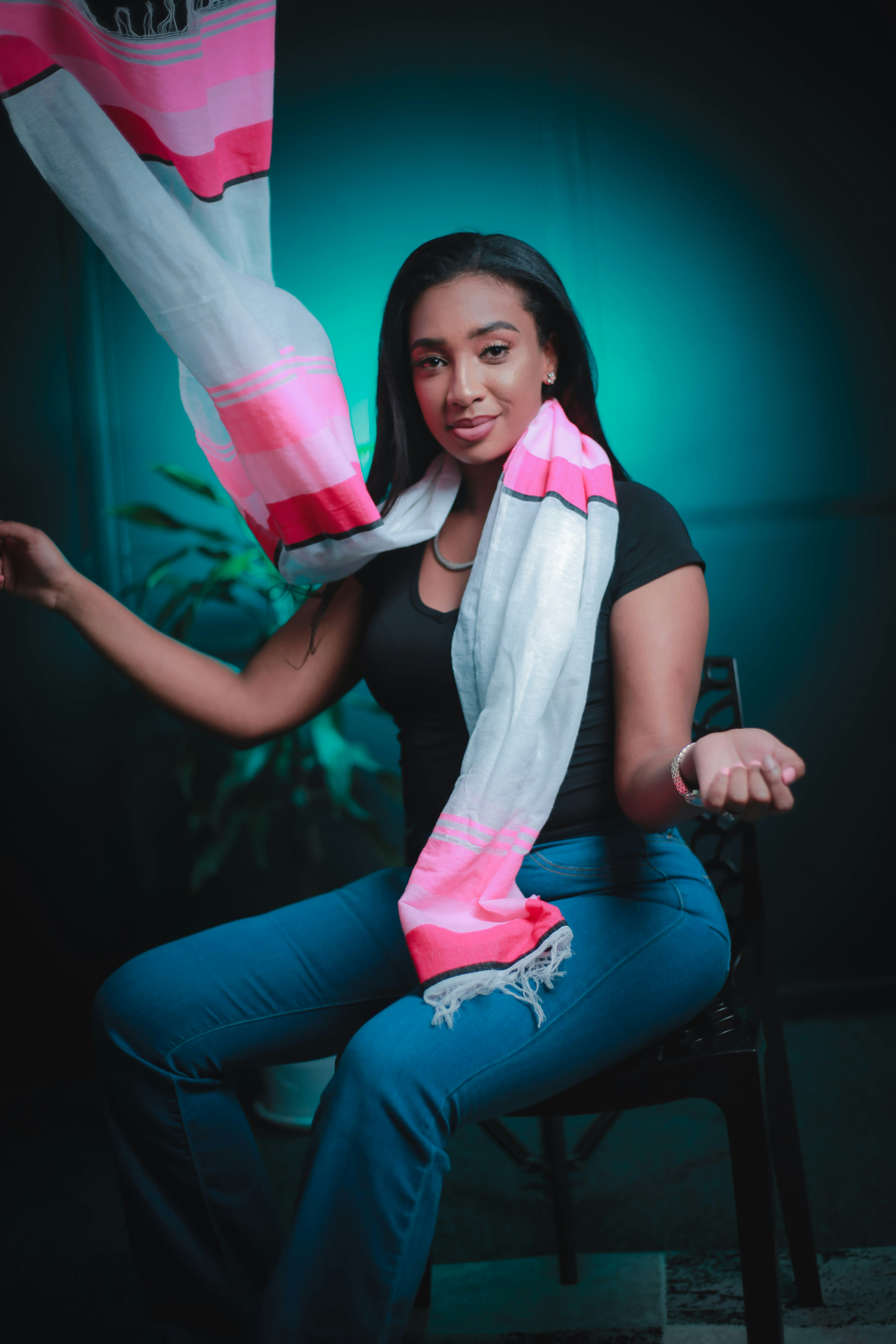Twirl of Color: A Portrait in Neon Light