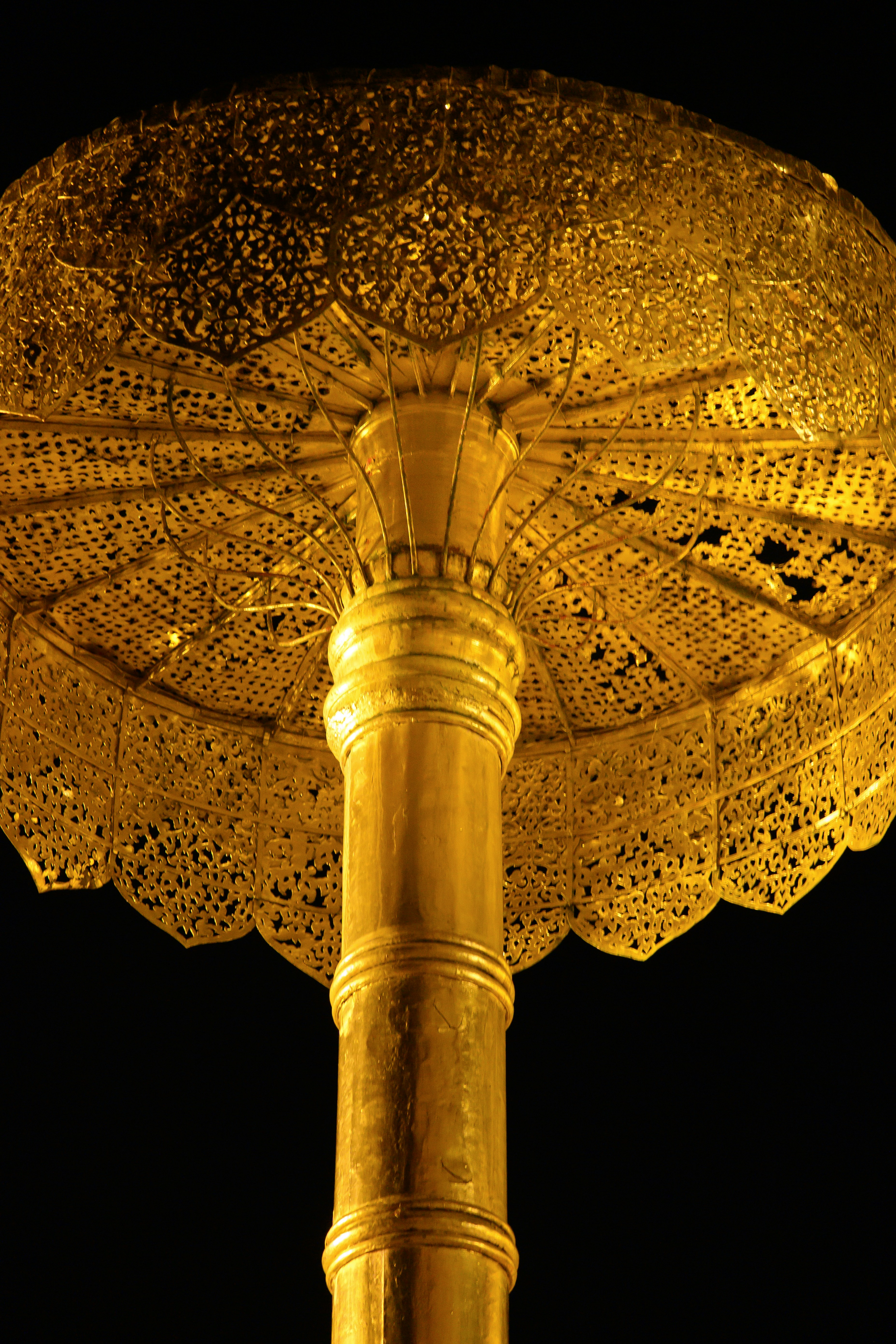 Gold Lattice Bloom: Night-lit Lantern Canopy