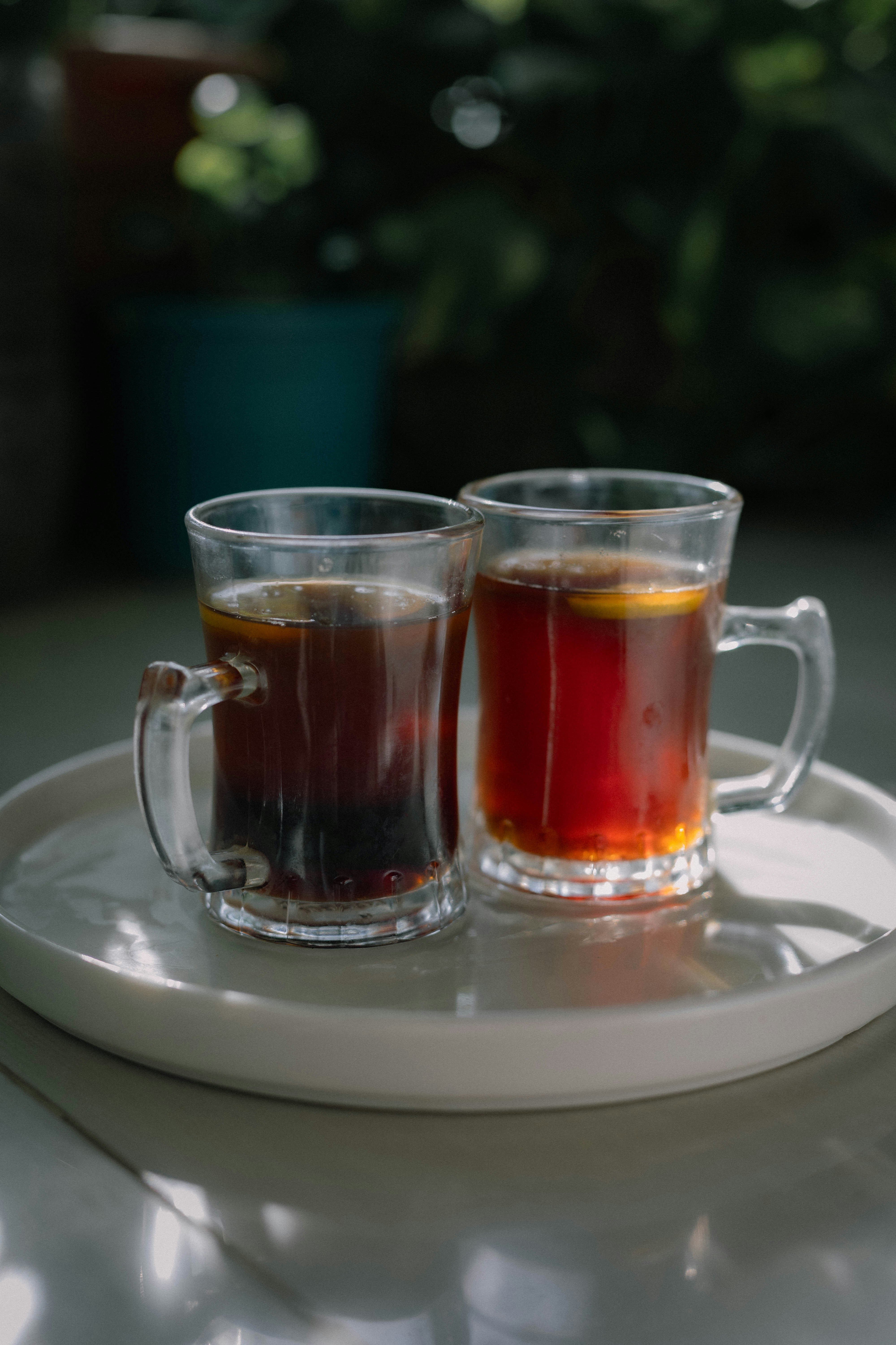 Twin Glasses of Tea: Quiet Moments on a Porcelain Tray