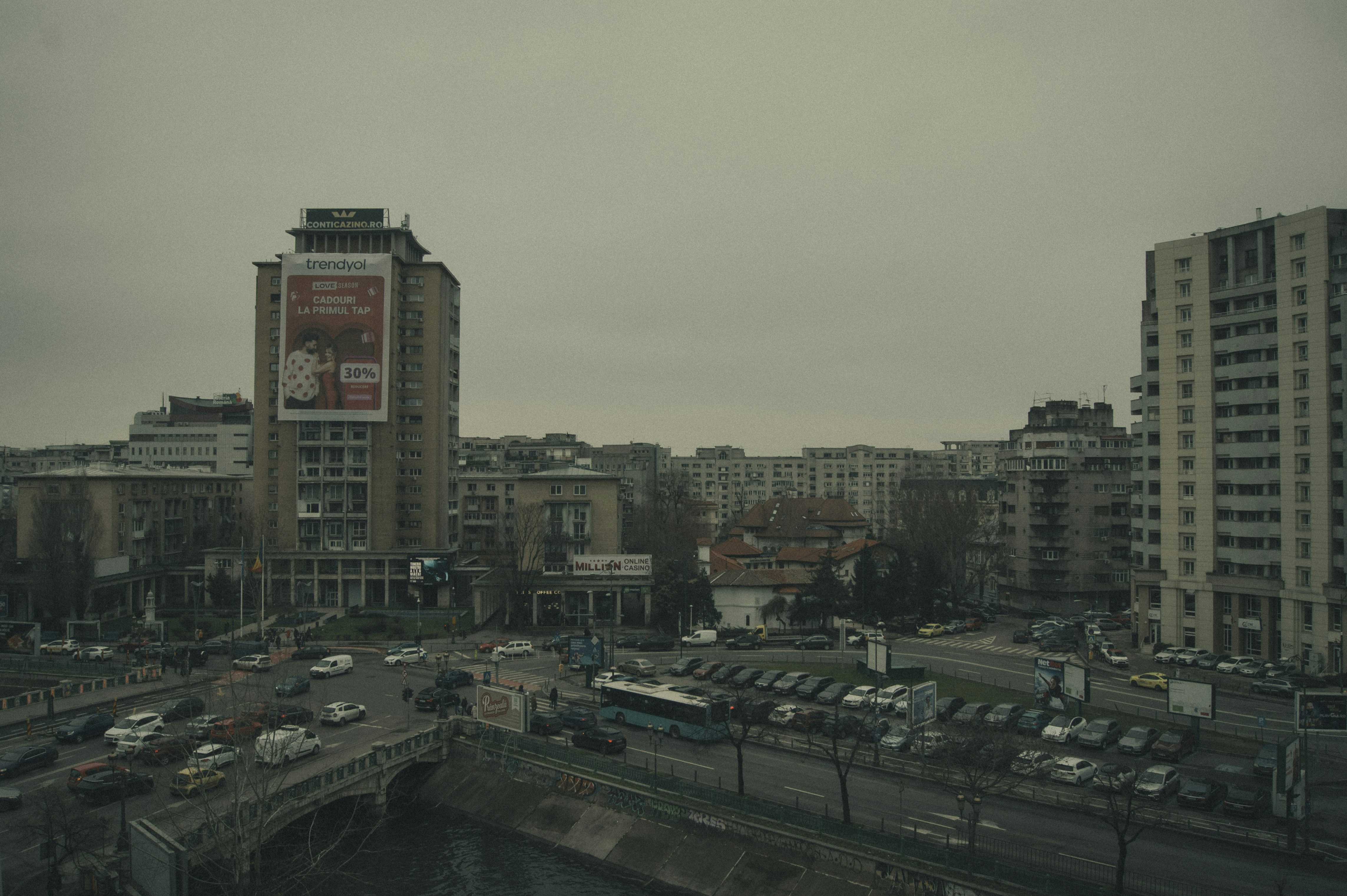 Overcast Cityscape Over the Canal