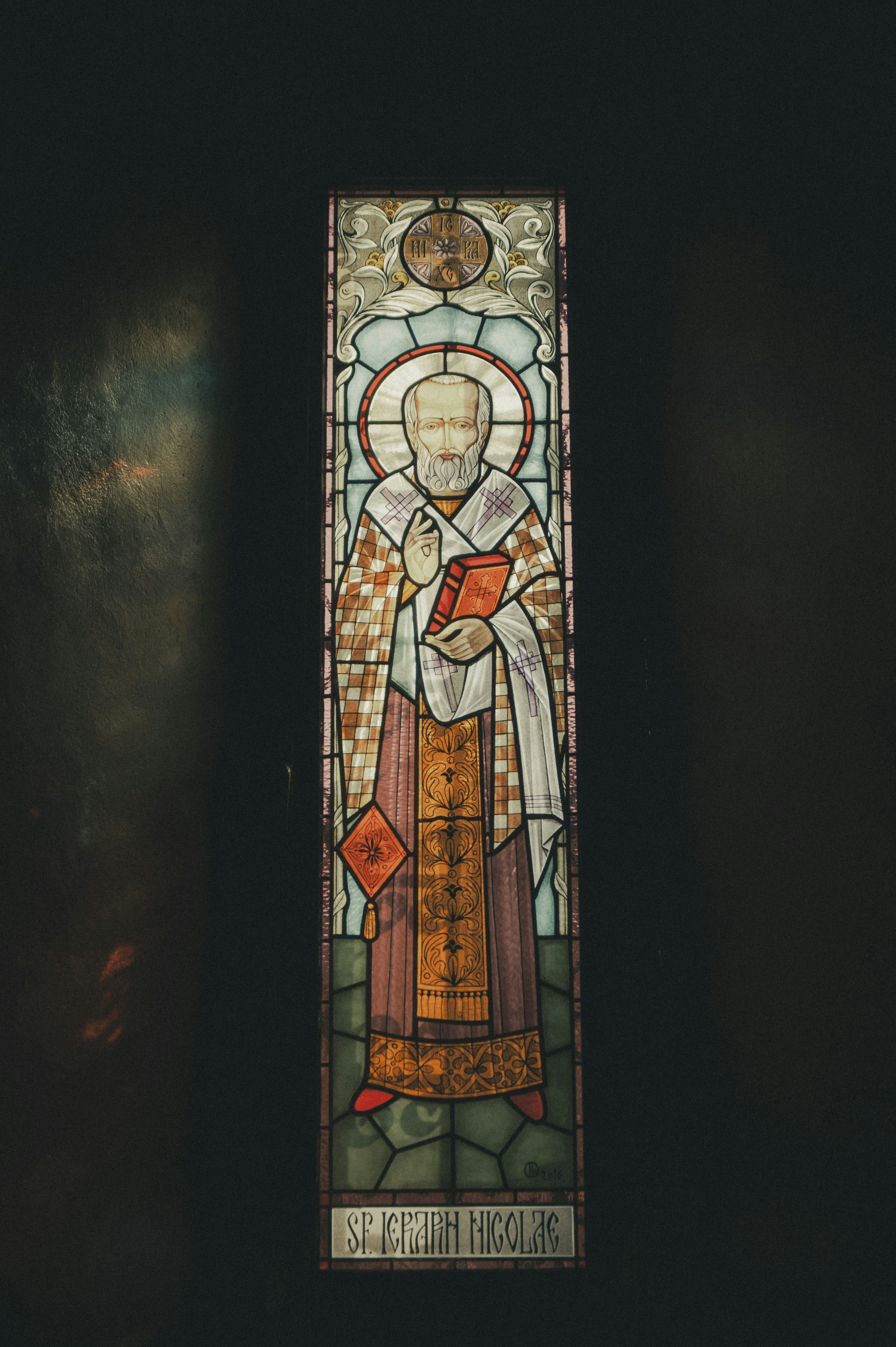 Stained Glass Saint: A Midnight Portrait of Saint Nicholas
