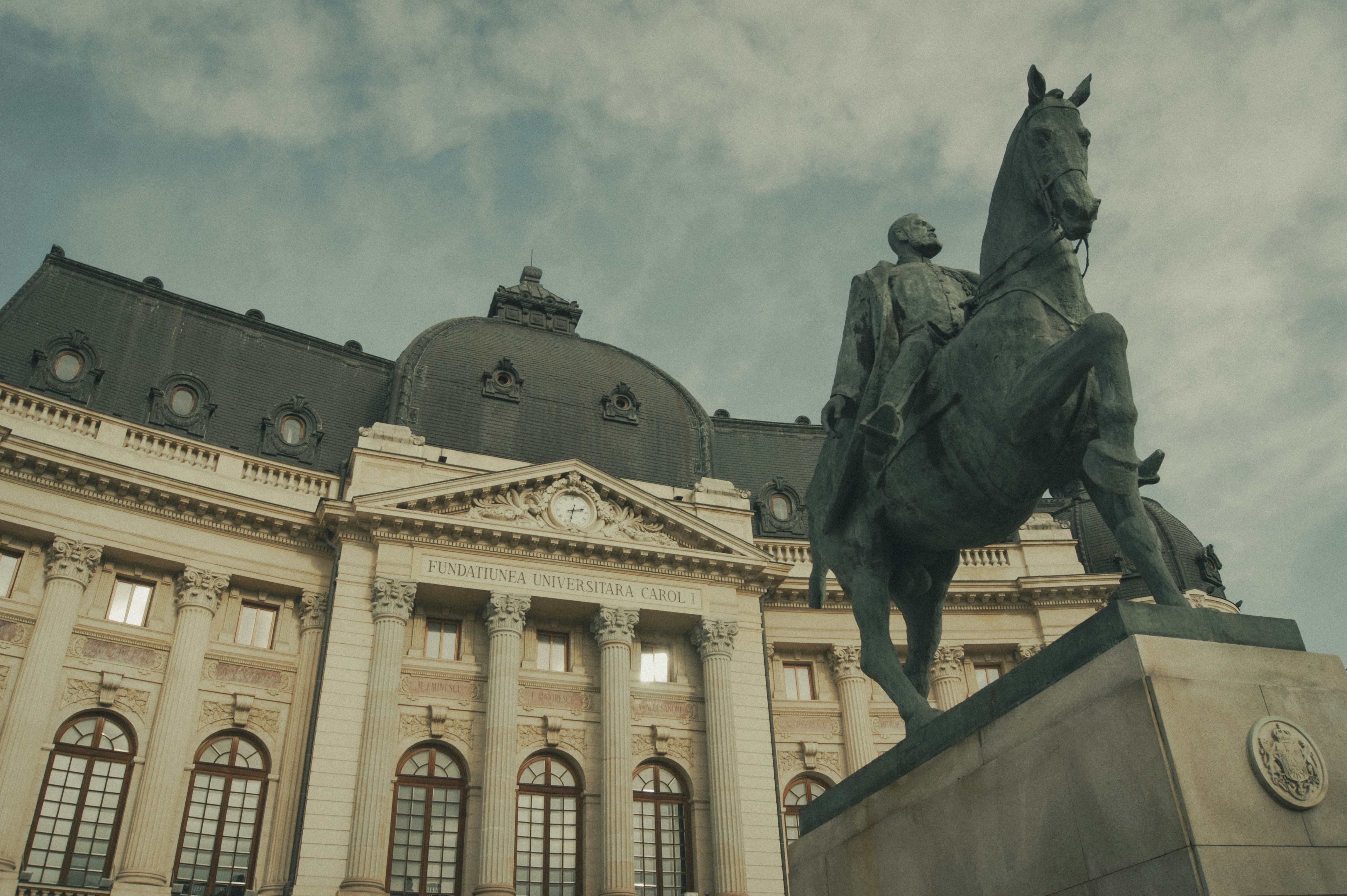 Equestrian Sentinel Over the European Facade