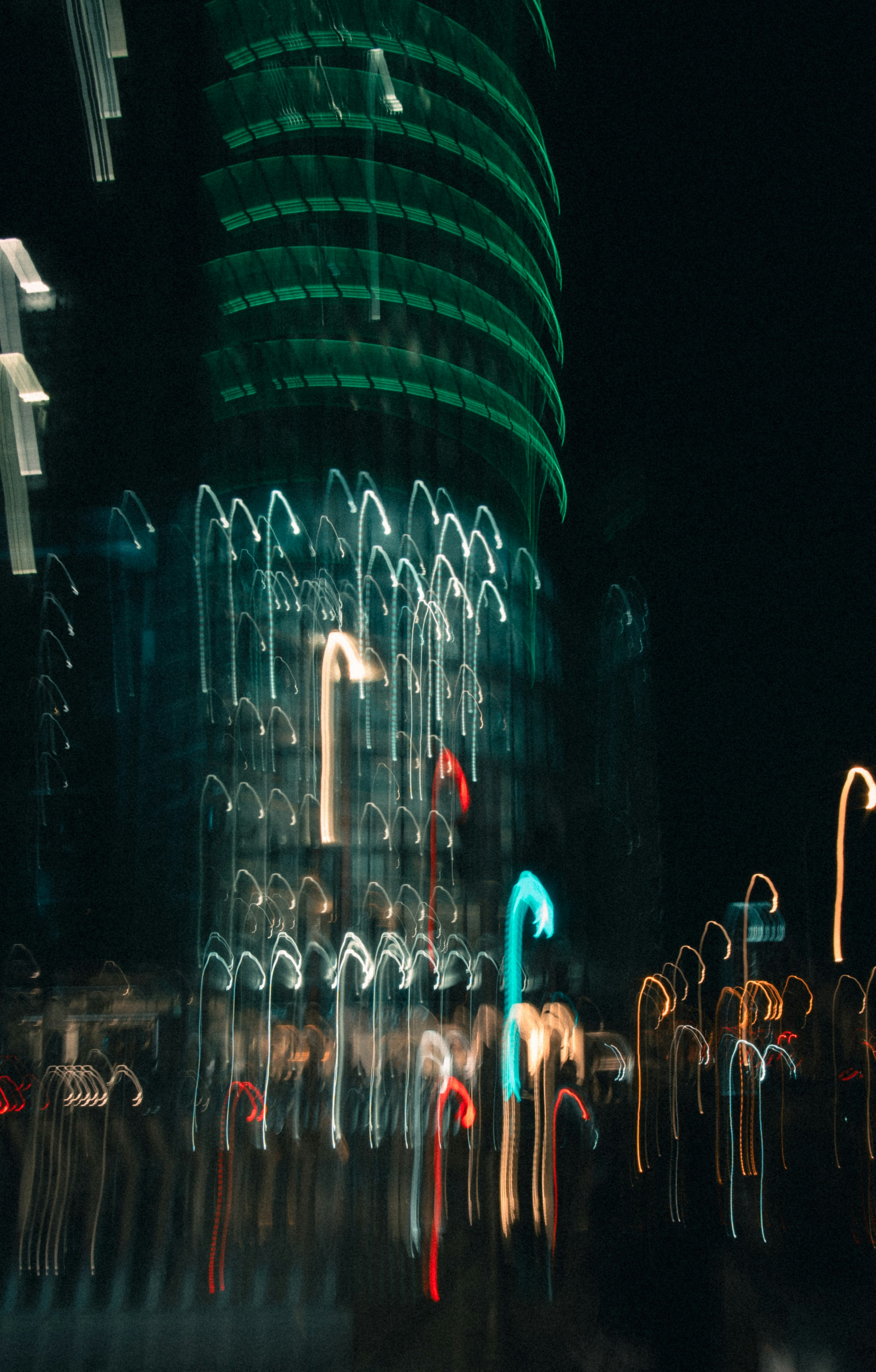 Neon Whispers: A Blur of Midnight City Lights